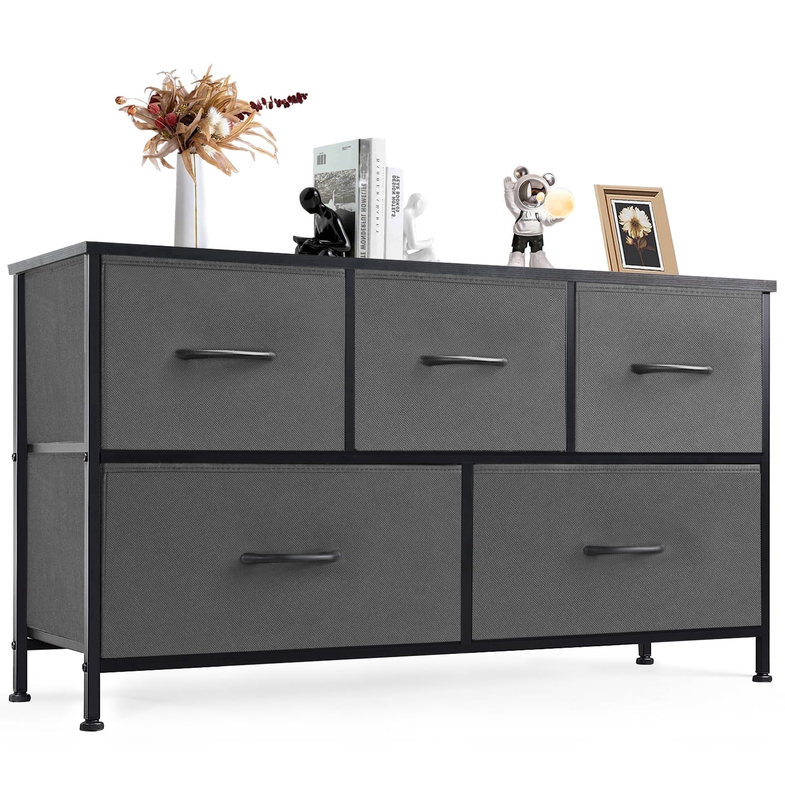 CONCETTA Dresser, 5 Fabric Drawers, Removable Storage, Adjustable Feet ...