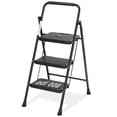 CONCETTA 3-Step Folding Ladder, 800 lbs Heavy Duty Steel, Foldable ...