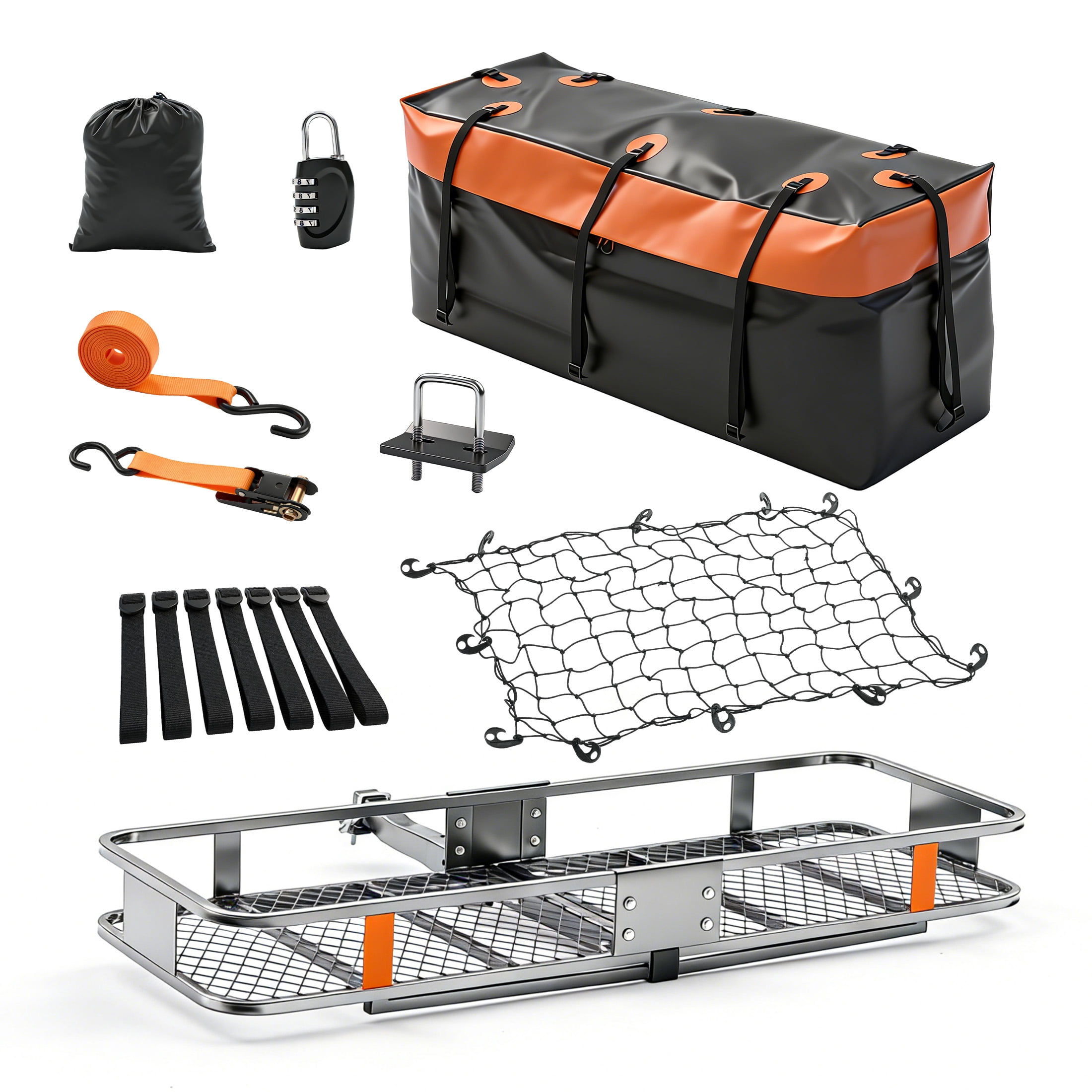 CONCETTA Folding Hitch Mount Cargo Carrier Basket with 16 cu ft ...