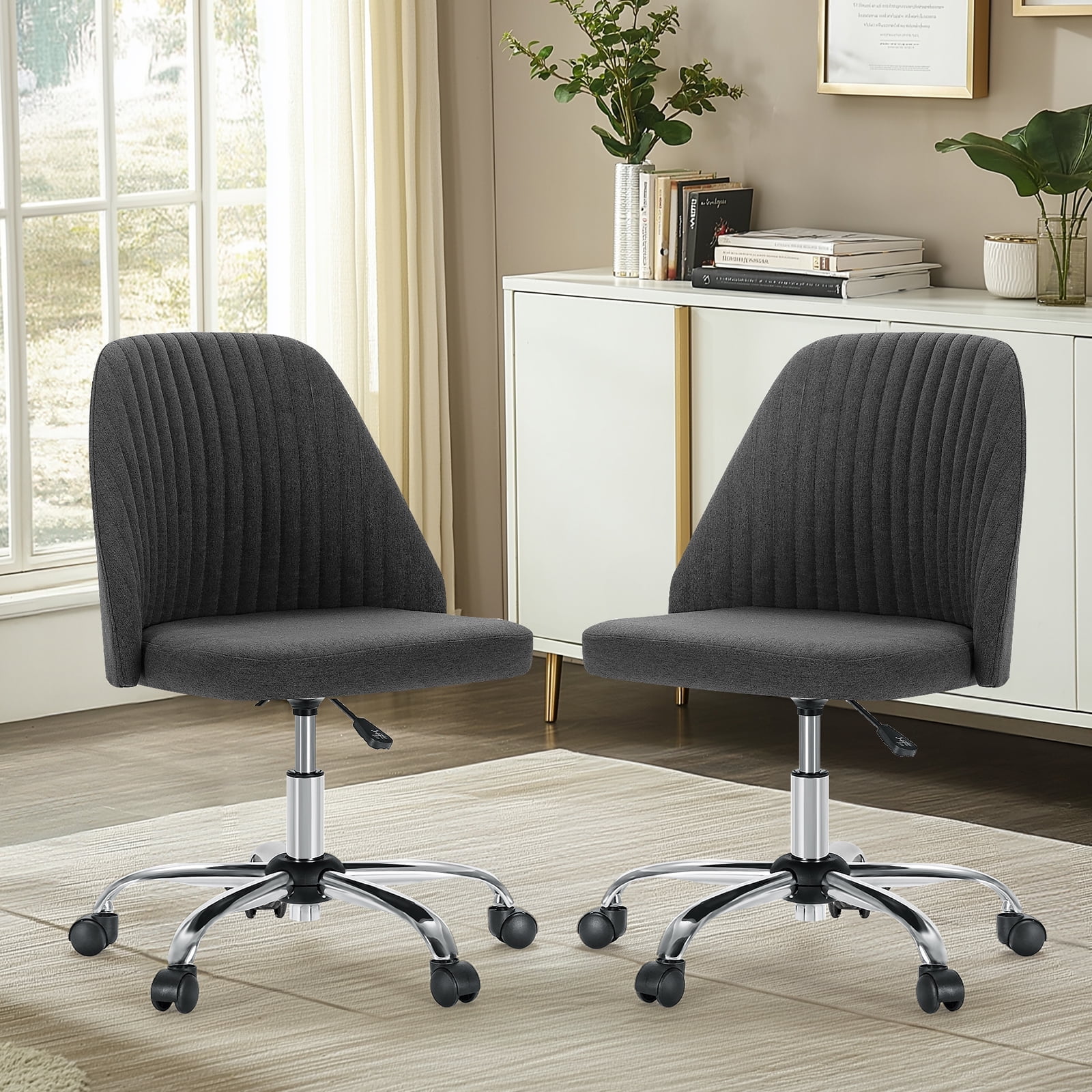 CONCETTA Height Adjustable Desk Chair - Stylish Twill Upholstered ...