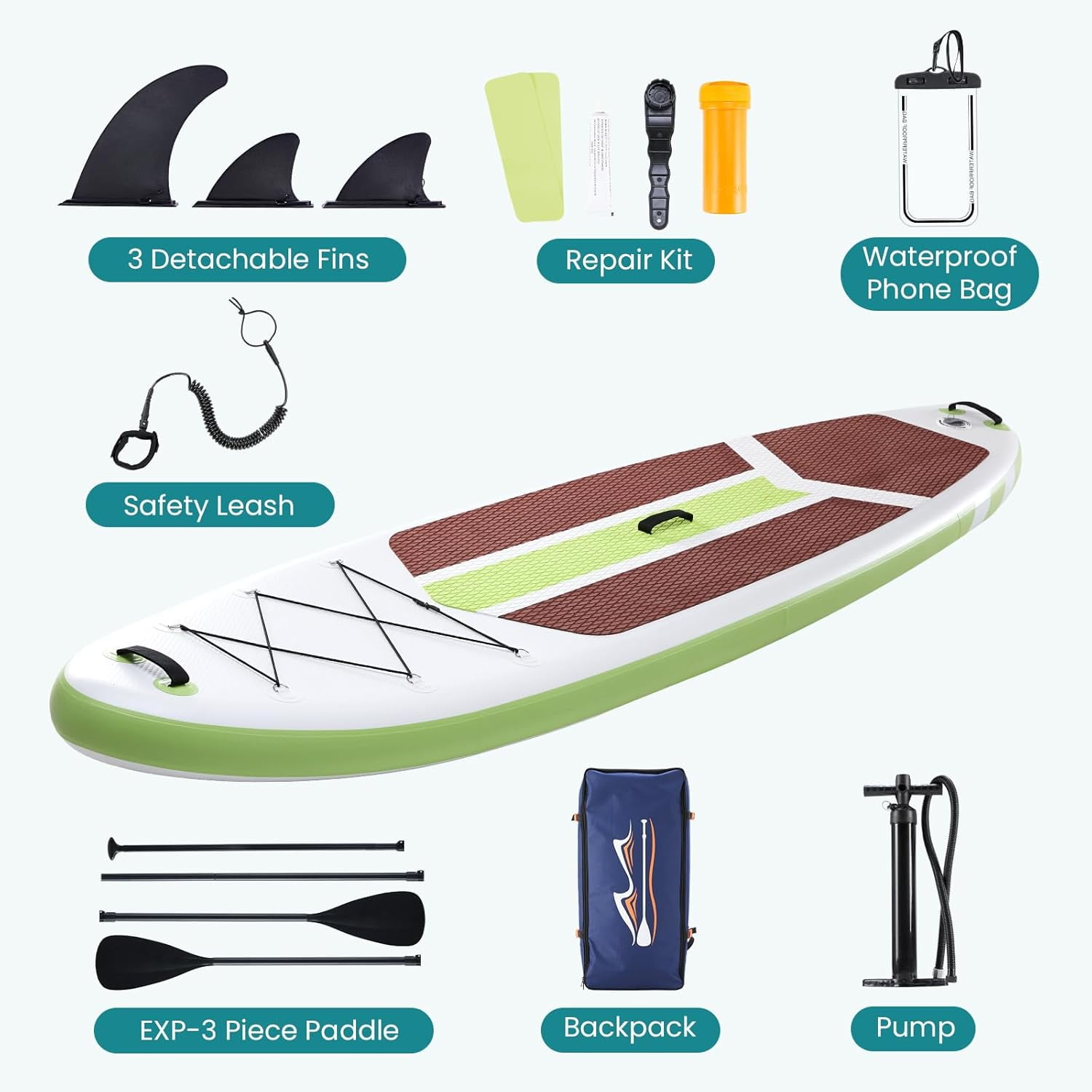 CONCETTA Inflatable Stand Up Paddle Board, 2-in-1 Paddle, Stable Non ...