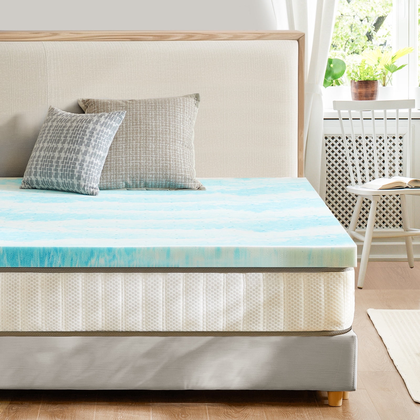 CONCETTA Mattress Topper Queen, 3 inch Memory Foam Cooling Gel Infused ...