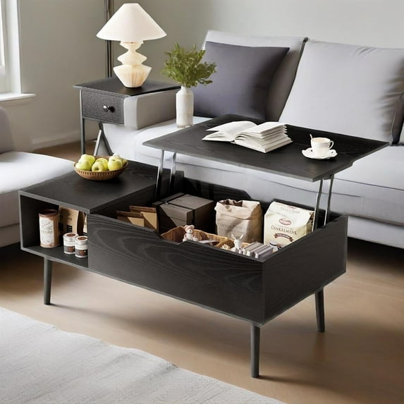 CONCETTA Modern Lift-Top Coffee Table, Adjustable Height, Storage ...