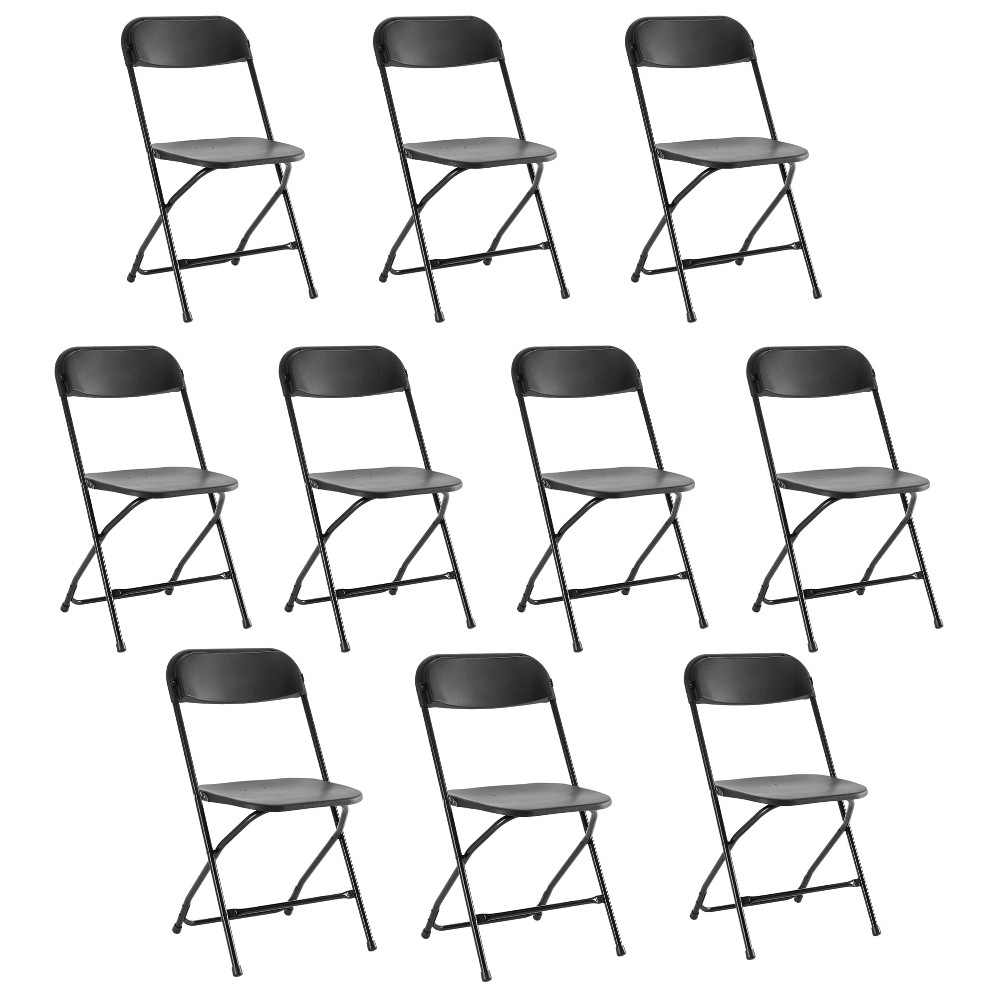 CONCETTA Plastic Folding Chairs Set of 10, Black, 330LB Capacity ...
