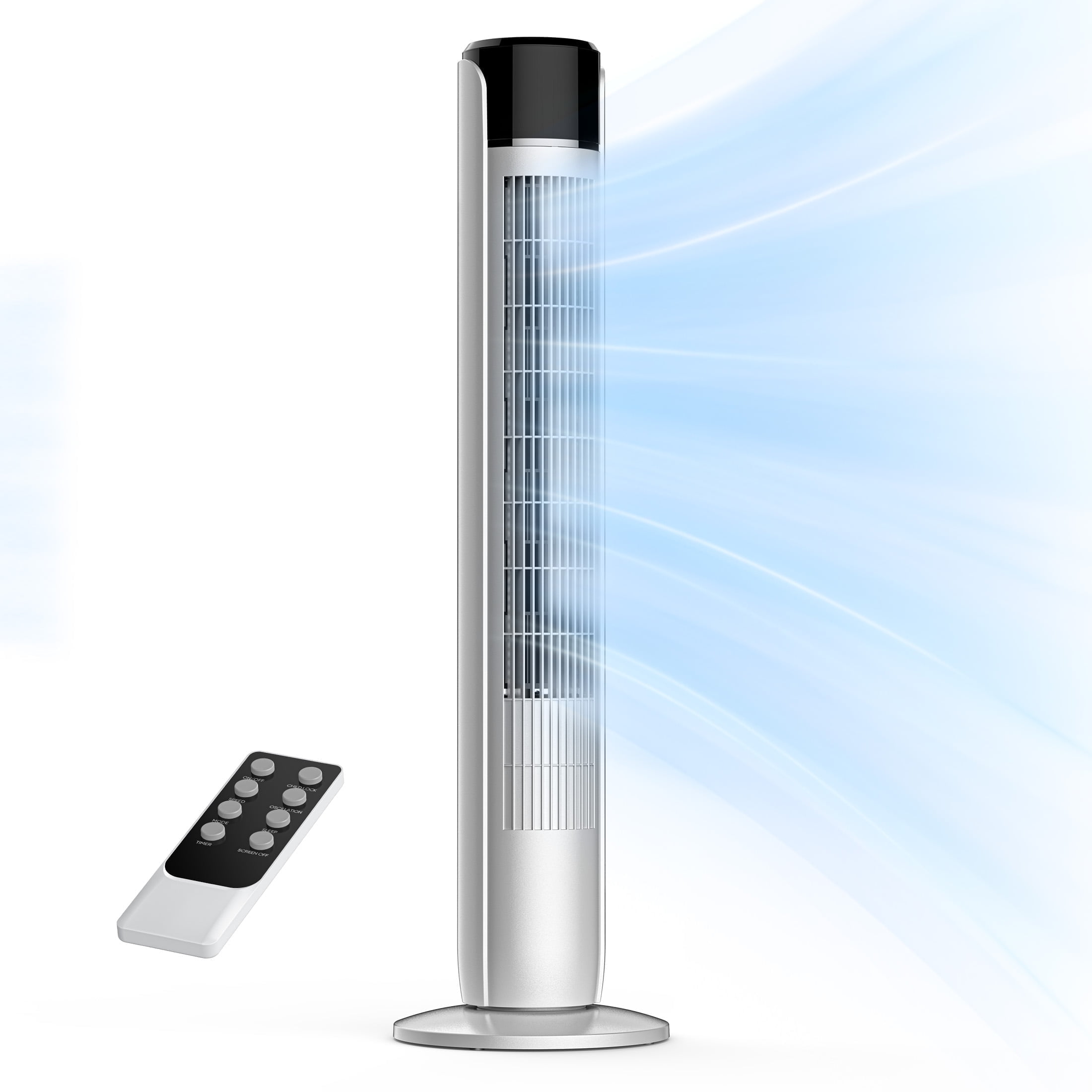 CONCETTA Quiet Tower Fan for Bedroom, Bladeless Design, 20ft/s Speed, 5 ...
