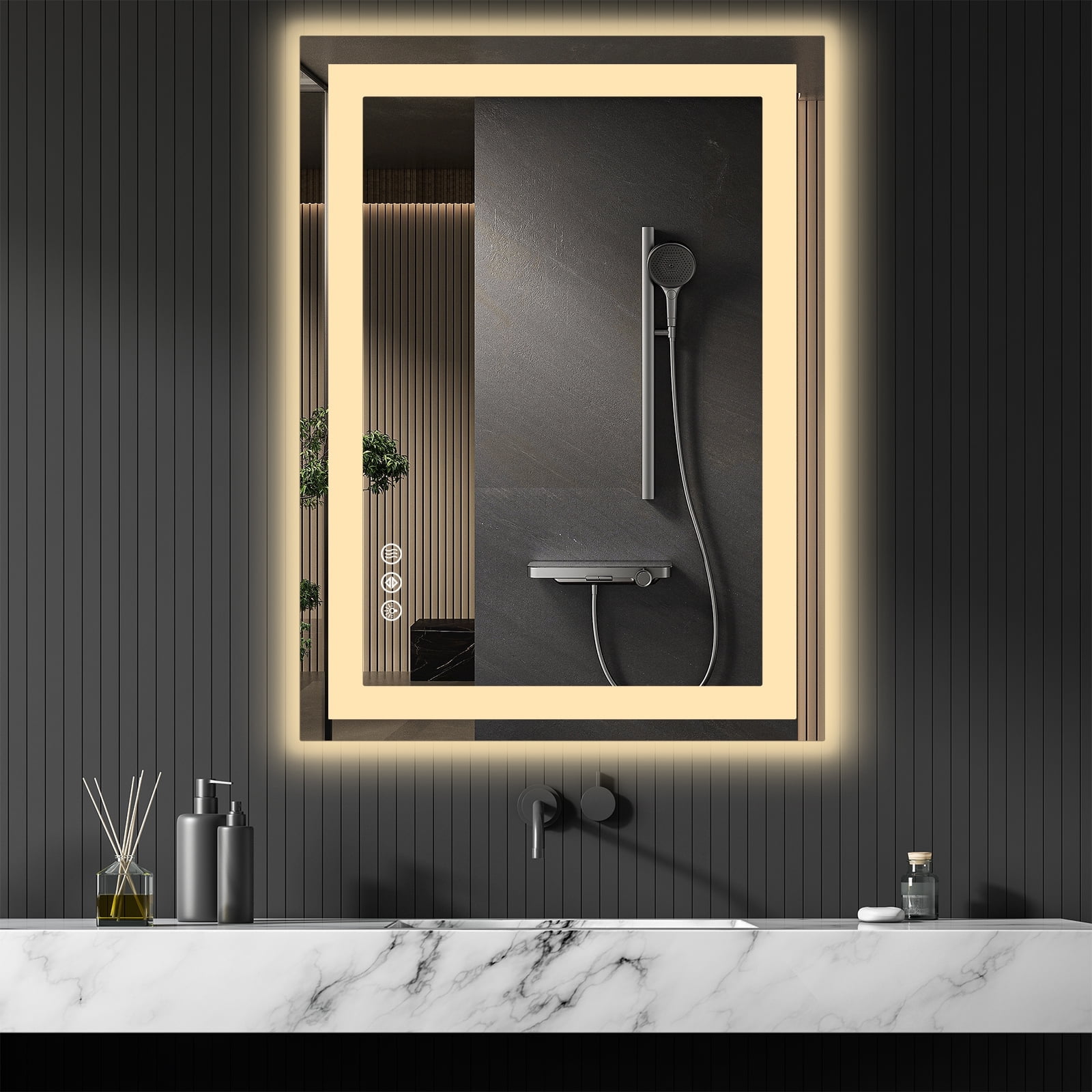 CONCETTA Rectangle LED Bathroom Mirror, Wall-Mounted Mirror with ...