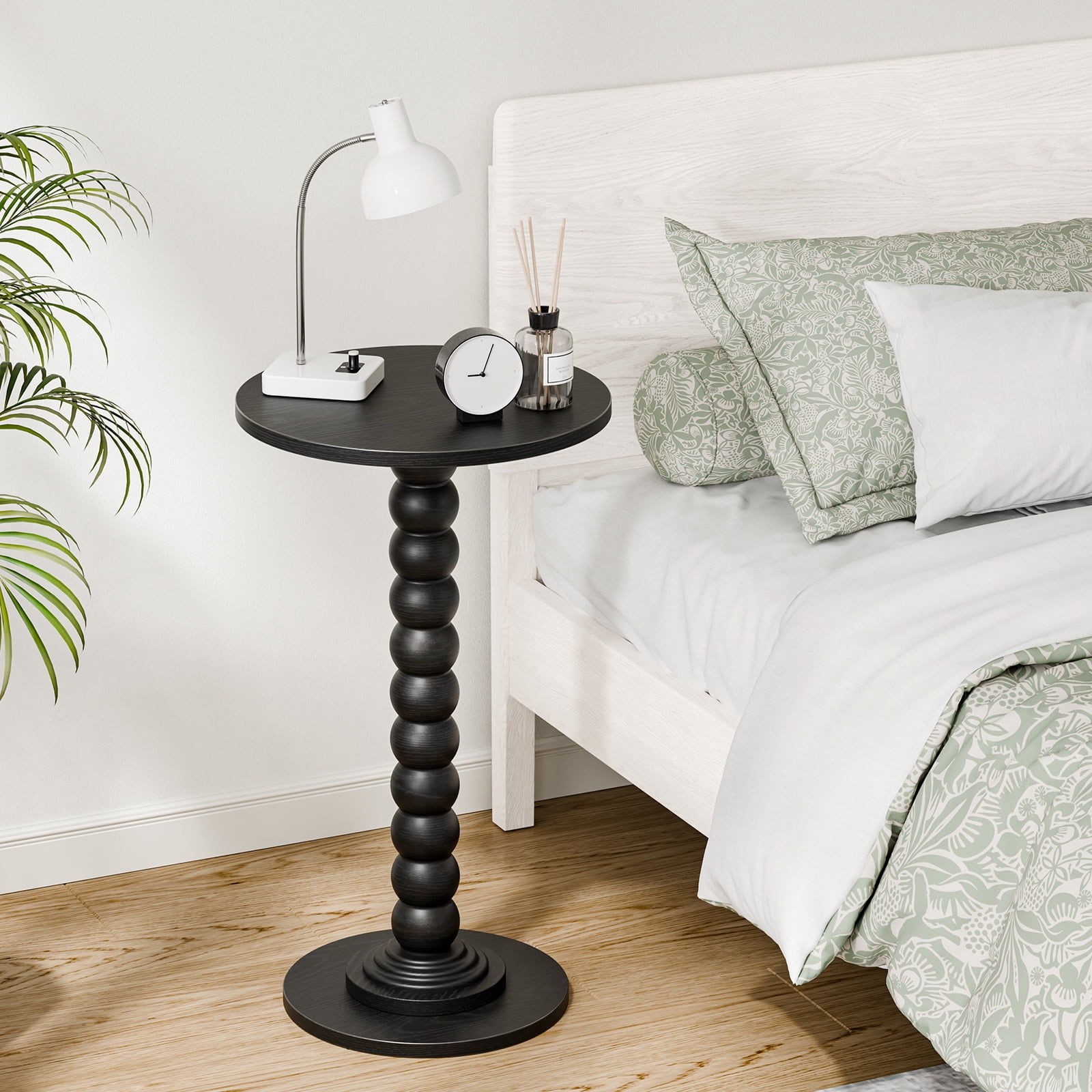CONCETTA Modern Round Side Table, Accent End Table with Solid Wood ...