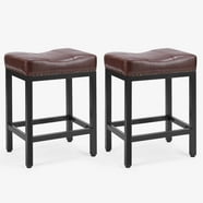 Mainstays 28"H Backless Stool Black Metal Base with Natural Wood Seat ...