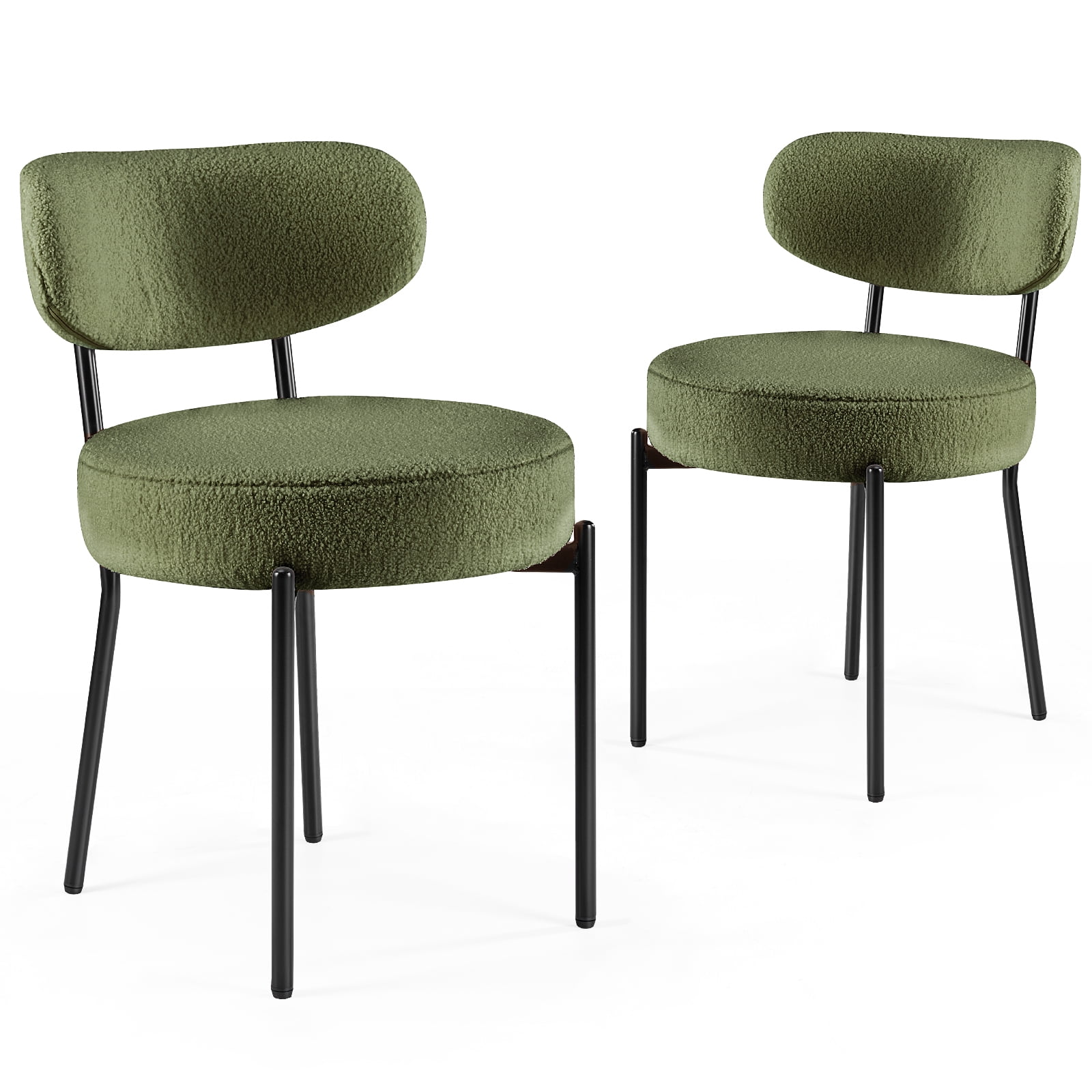 CONCETTA Set of 2 Mid-Century Modern Dining Chairs, Round Kitchen ...
