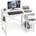 CONCETTA 40in Small Computer Desk with 2 Drawers, Side Headphone Hook ...