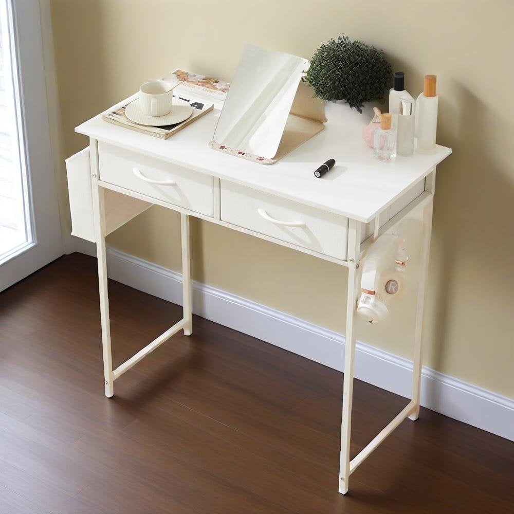 CONCETTA Small Desk with Fabric Drawers, Computer Desk for Home and ...