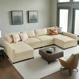 CONCETTA Sofa Set/Sofa Bed, U/L-Shaped Sofa with Storage, Living Room Sofa, Beige - Walmart.com