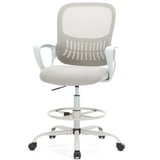 CONCETTA Tall Office Computer Desk Chair with Footrest, Fixed Armrest ...