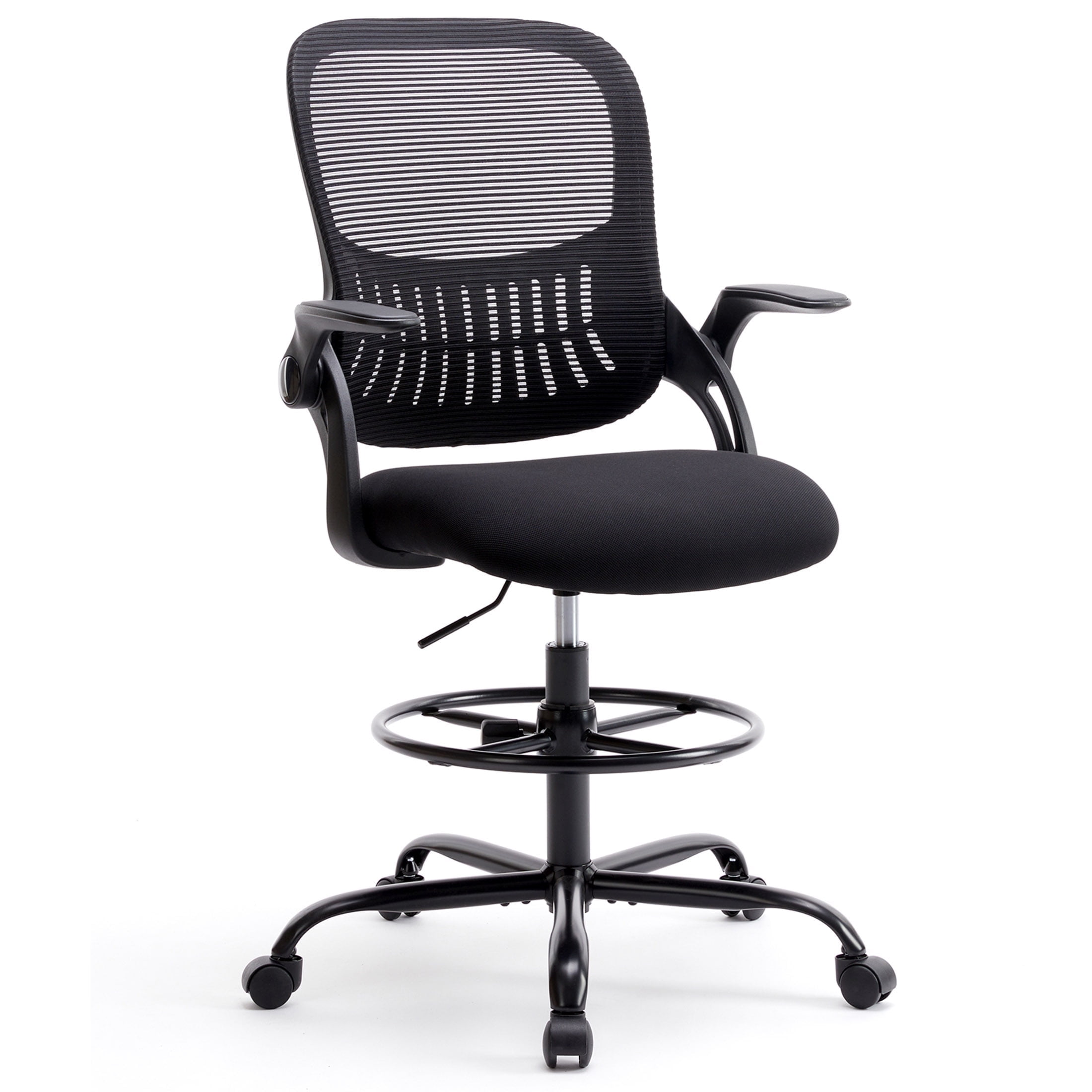 CONCETTA Tall Office Desk Computer Chair with Footrest, Flip-up Armrest ...