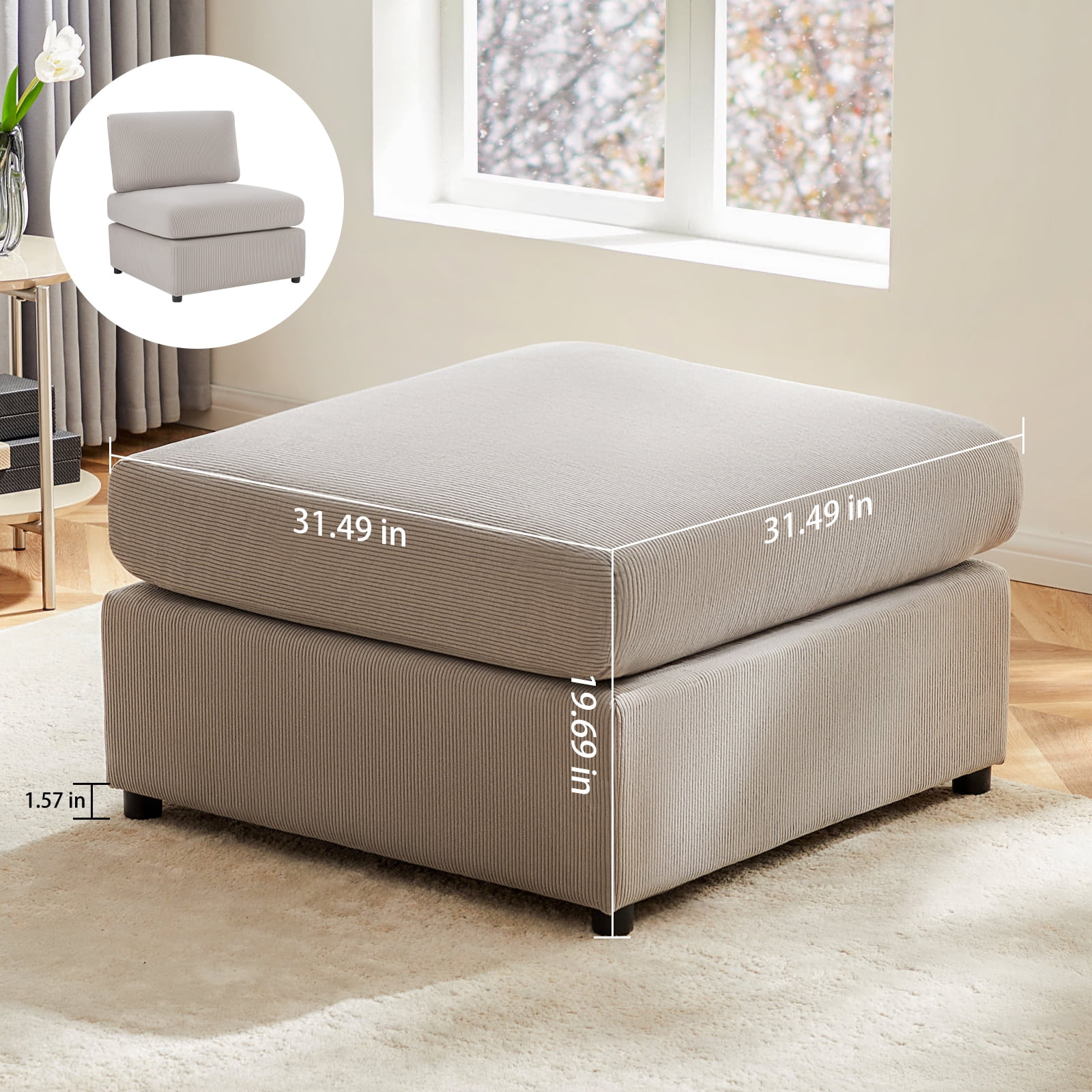 CONCETTA U-Shaped Convertible Sectional Couches 1 Seat, Modern Modular Sofa Sleeper with Double ...