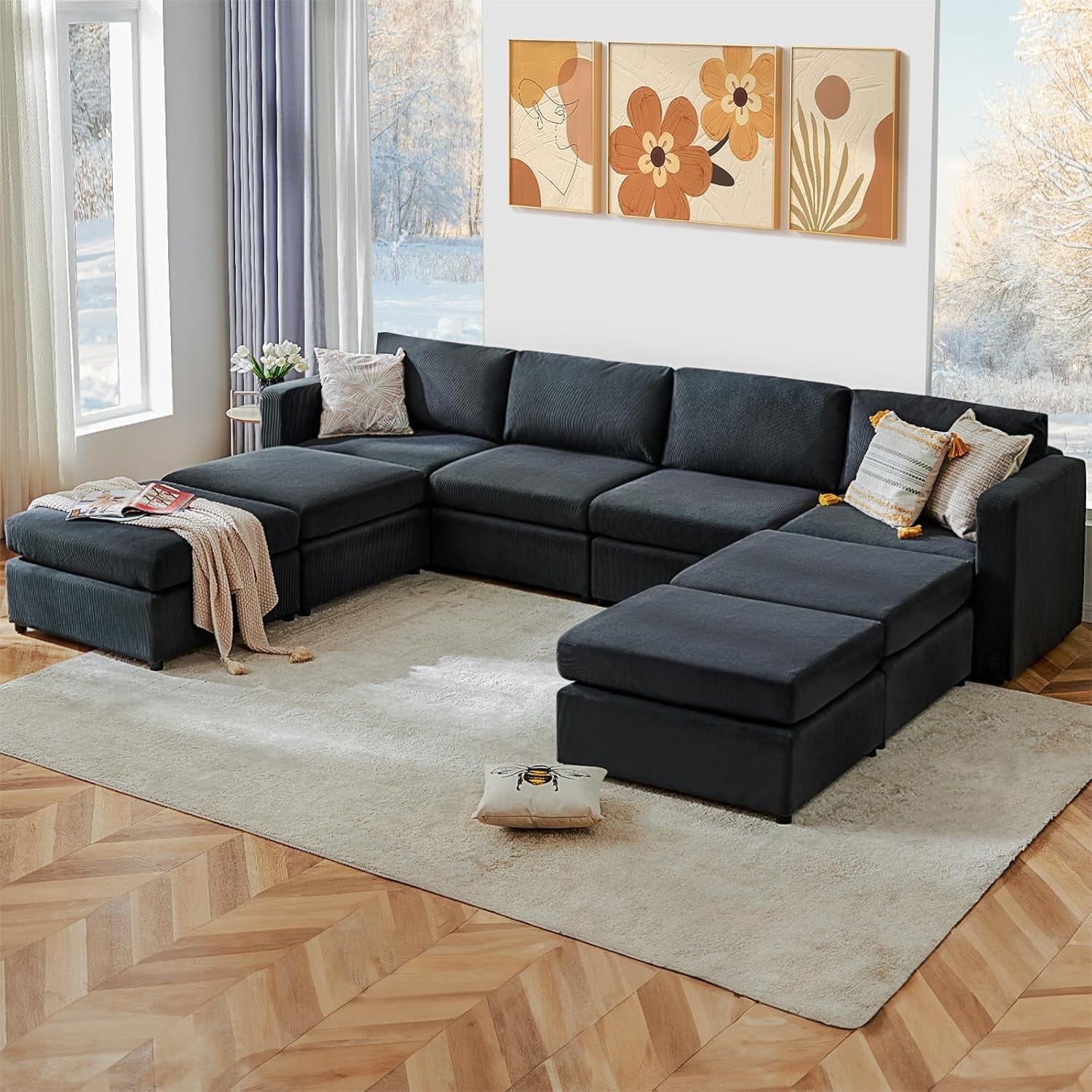 CONCETTA U-Shaped Convertible Sectional Couches 8 Seat 6 Back, Modern ...