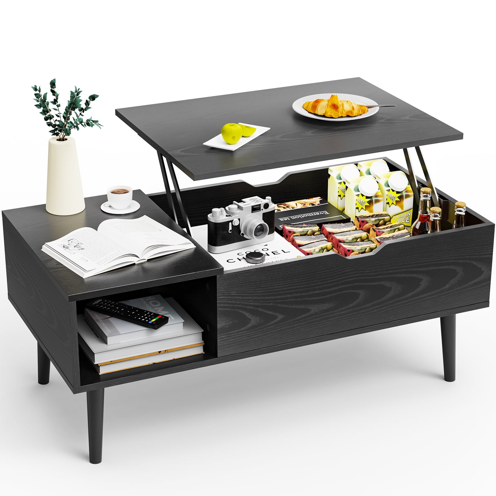 CONCETTA Wood Lift Top Coffee Table, Rising Center Tables, With Large ...