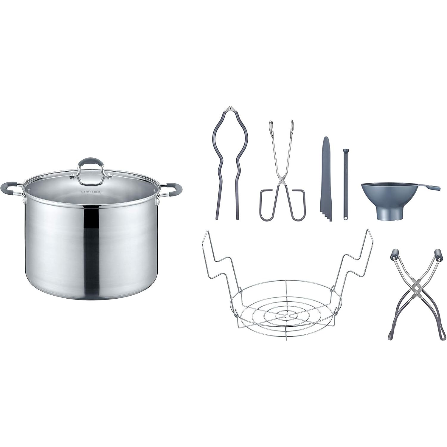 CONCORD 20 Quart Stainless Steel Canning Pot Set. Includes Canning Rack ...