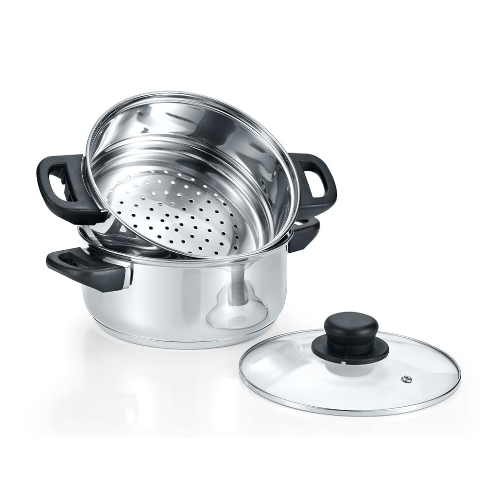 CONCORD 3 Quart Stainless Steel 3 Piece Steamer Cookware Set. Features ...