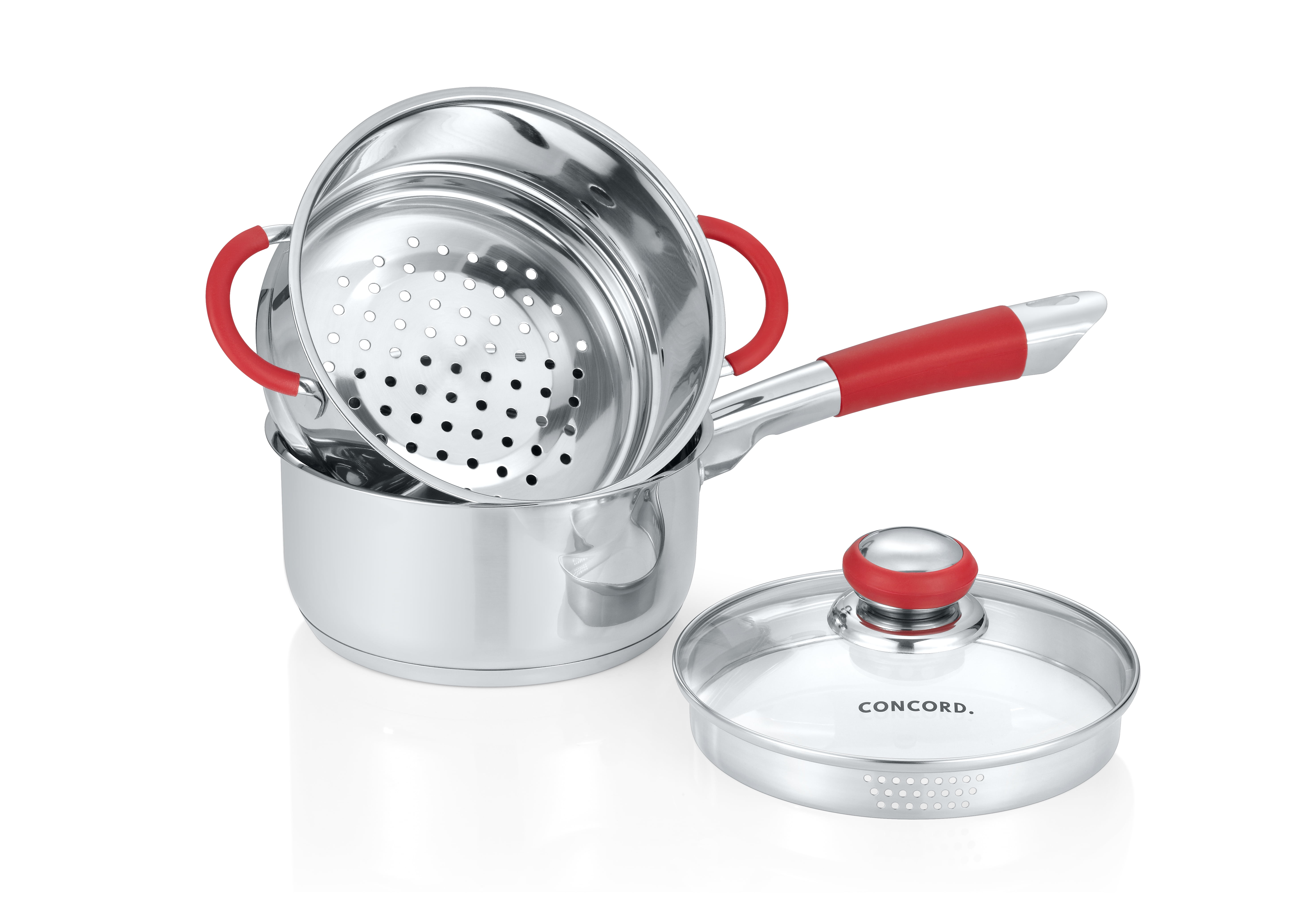 CONCORD Stainless Steel SIMPLE POUR Saucepan with Steamer Tier (2 Quart ...