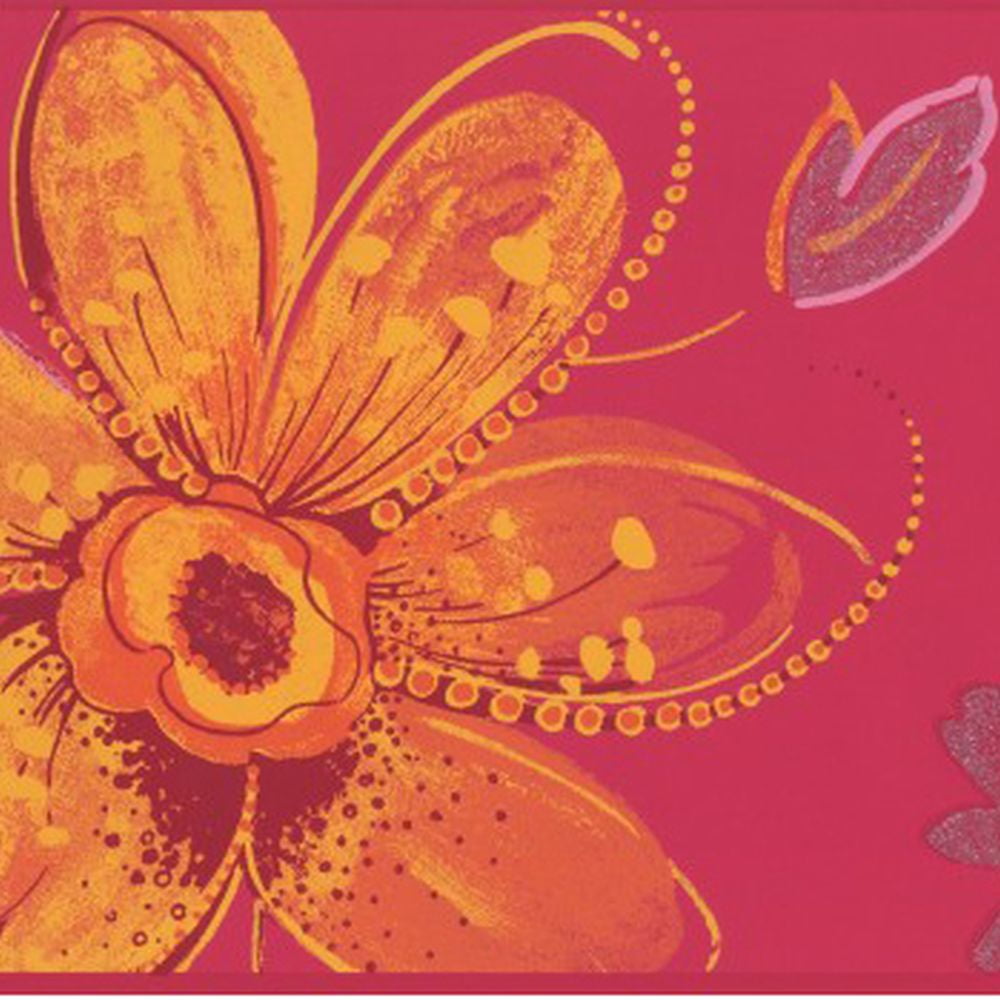 CONCORD WALLCOVERINGS Prepasted Wallpaper Border Floral Pattern Colors ...