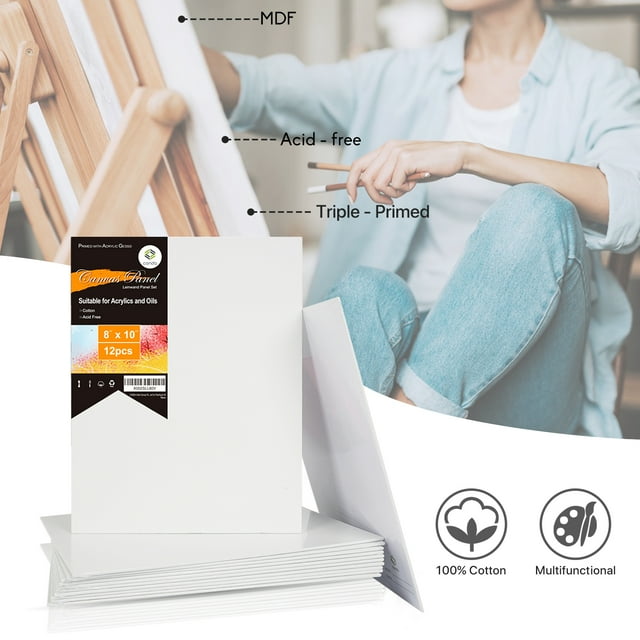 CONDA Artist Canvas Panels 8x10 inch, 12 Pack, Art Supplies Set for ...