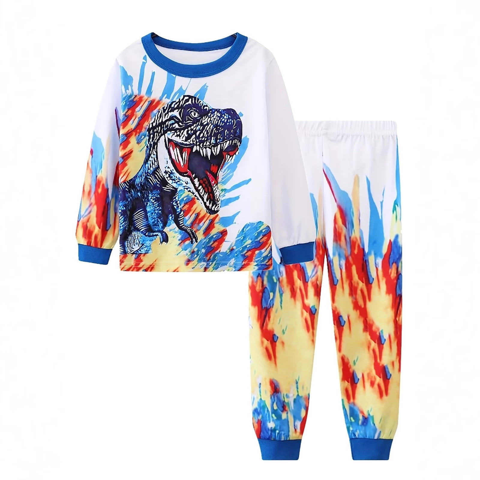 CONFREE Baby Boys 2-Piece Pajama Set Long Sleeve Cartoon Dinosaur Prints Sleepwear Tops Pant ...