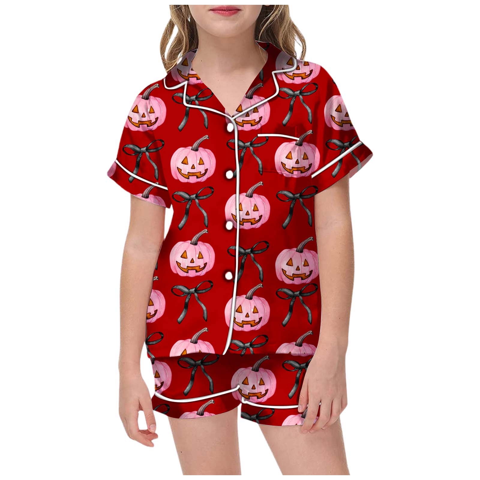 CONFREE Baby Girl Halloween Pajama Short Sleeve Cute Pumpkin Print ...
