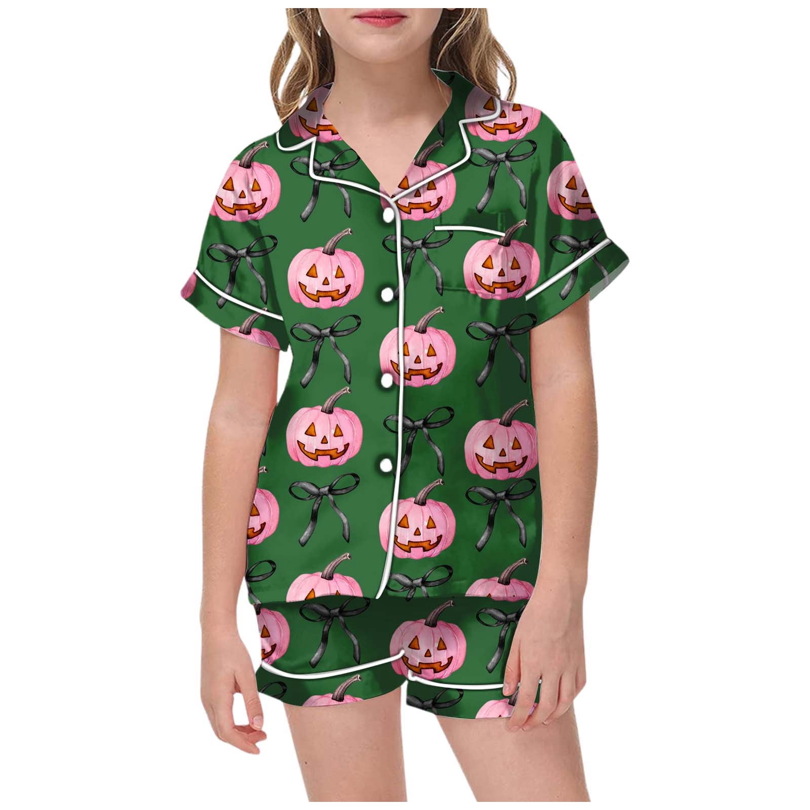 CONFREE Baby Girl Halloween Pajama Short Sleeve Cute Pumpkin Print ...