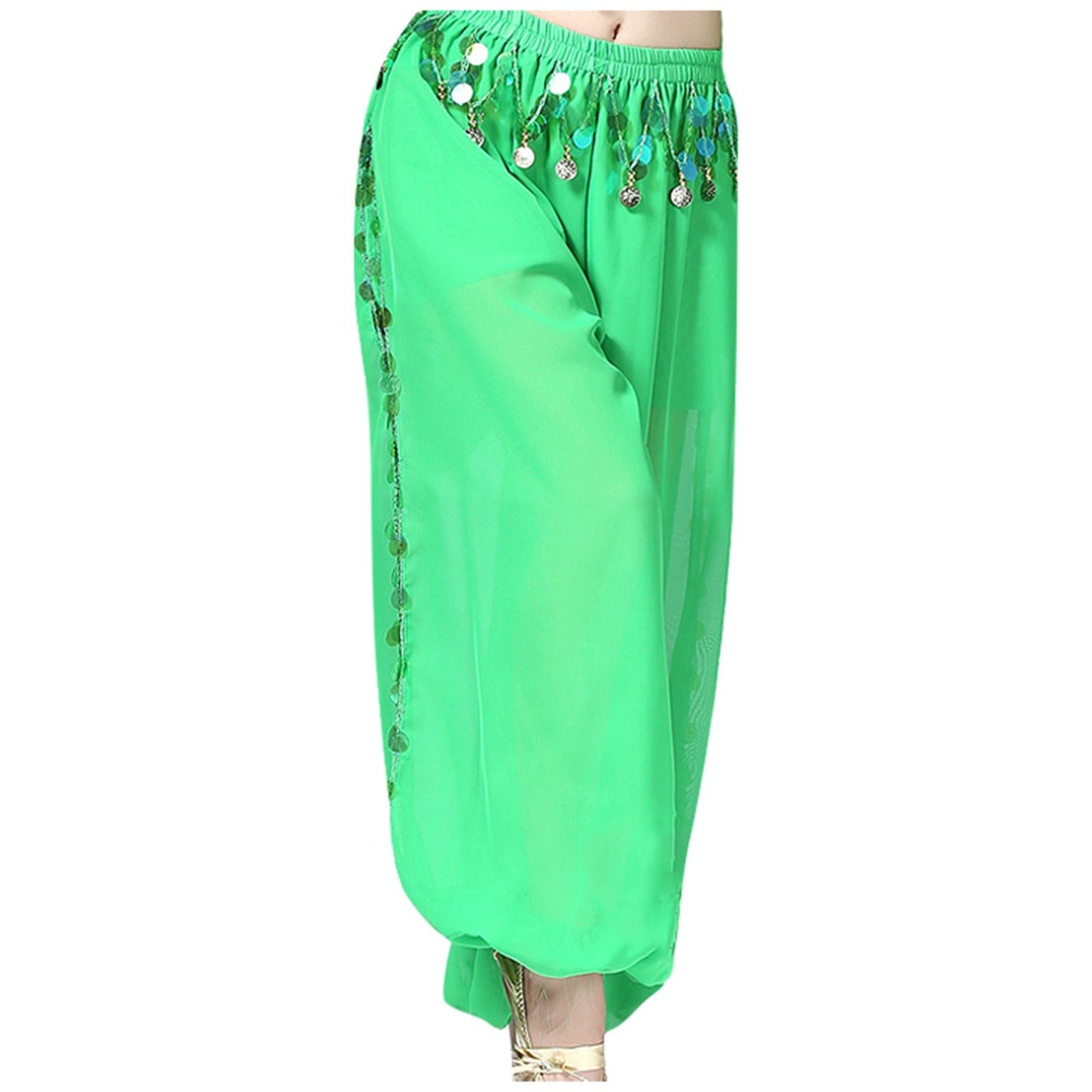 CONFREE Casual Pants for Women Wide Leg Sequined Belly Dance Pants for ...