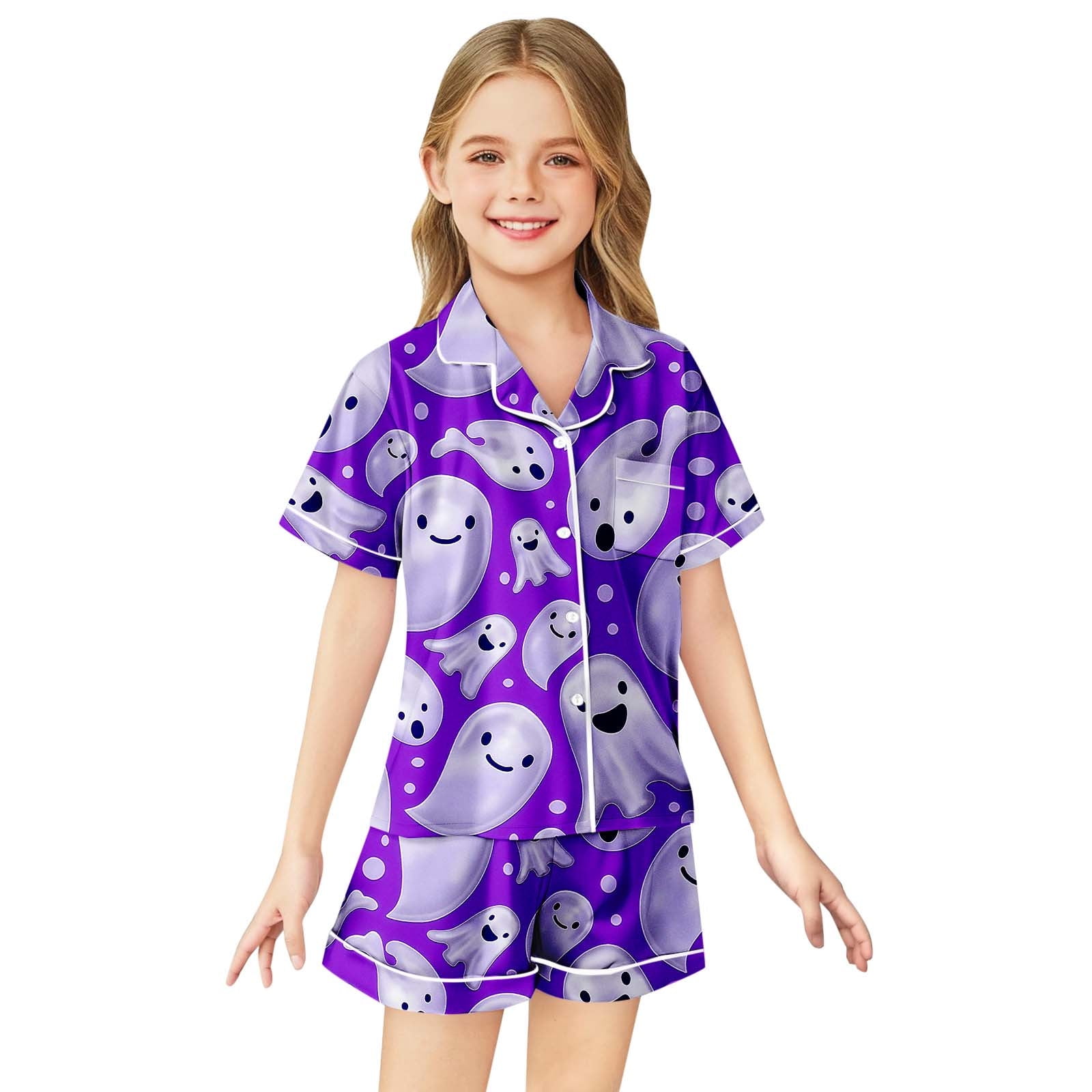 CONFREE Halloween Pajamas Toddler Girl Short Sleeve Cartoon Pumpkin ...