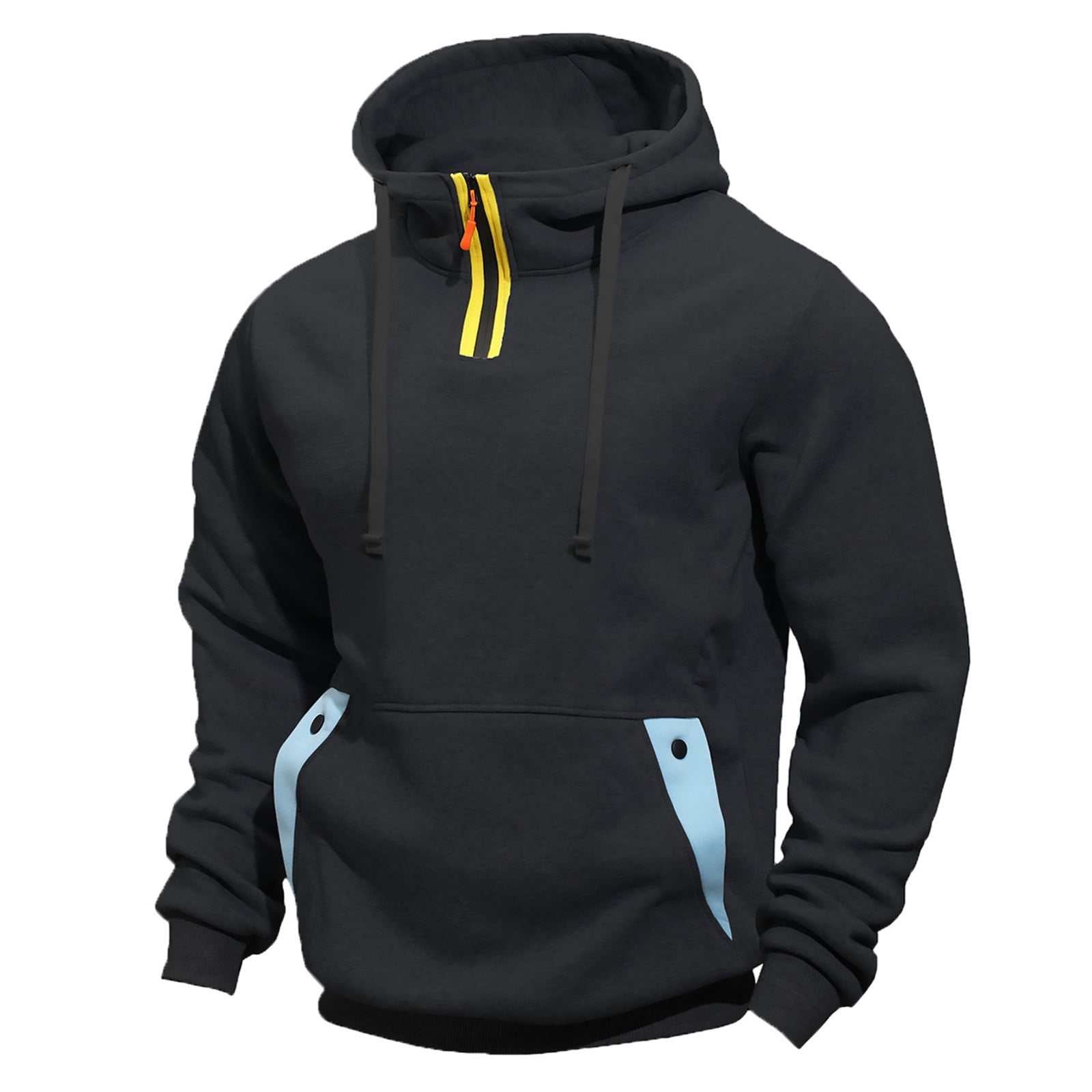 CONFREE Men's Hoodie Solid Color Hoodies For Men Half Zip Long Sleeve ...