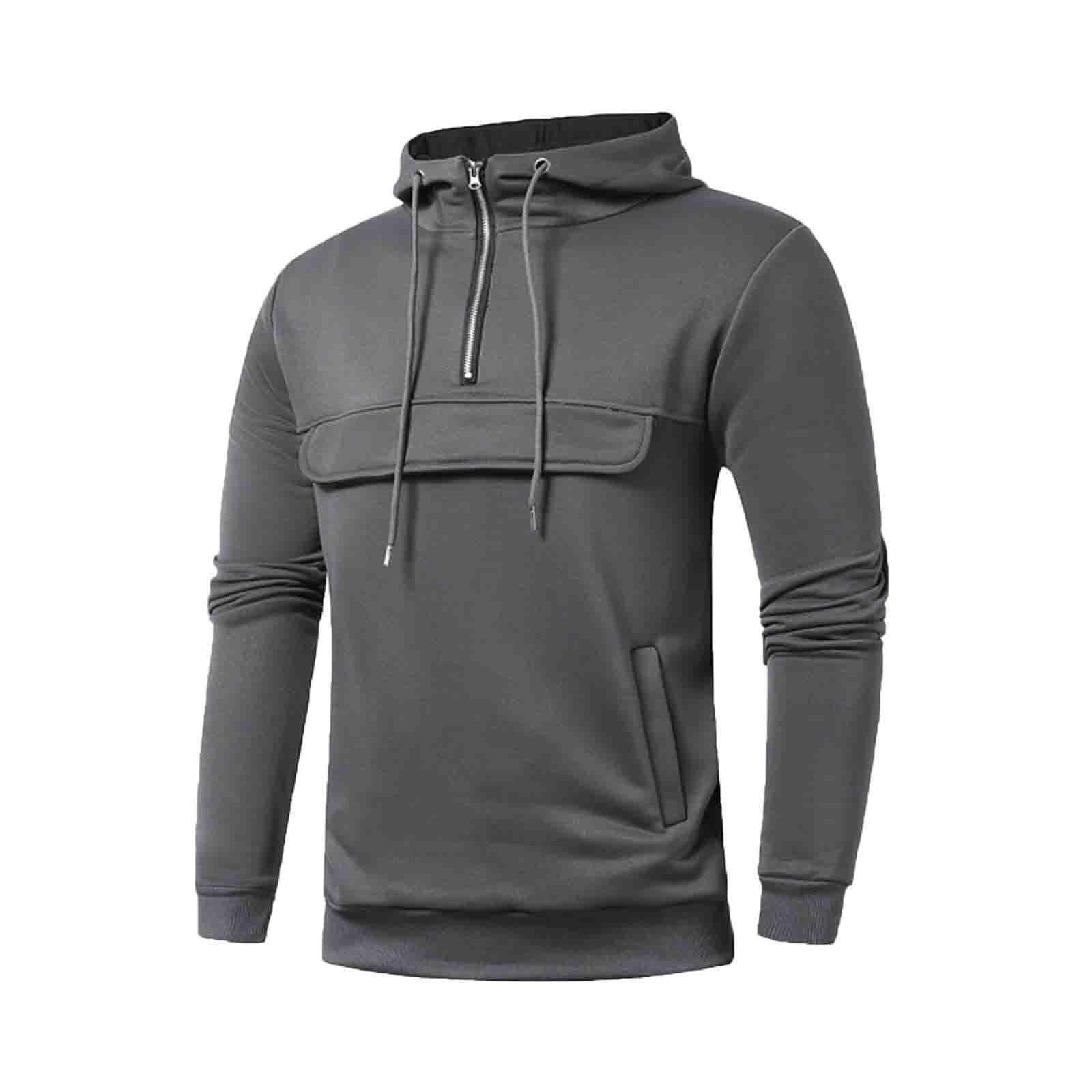 CONFREE Men's Hoodie Solid Color Hoodies For Men Half Zip Long Sleeve ...
