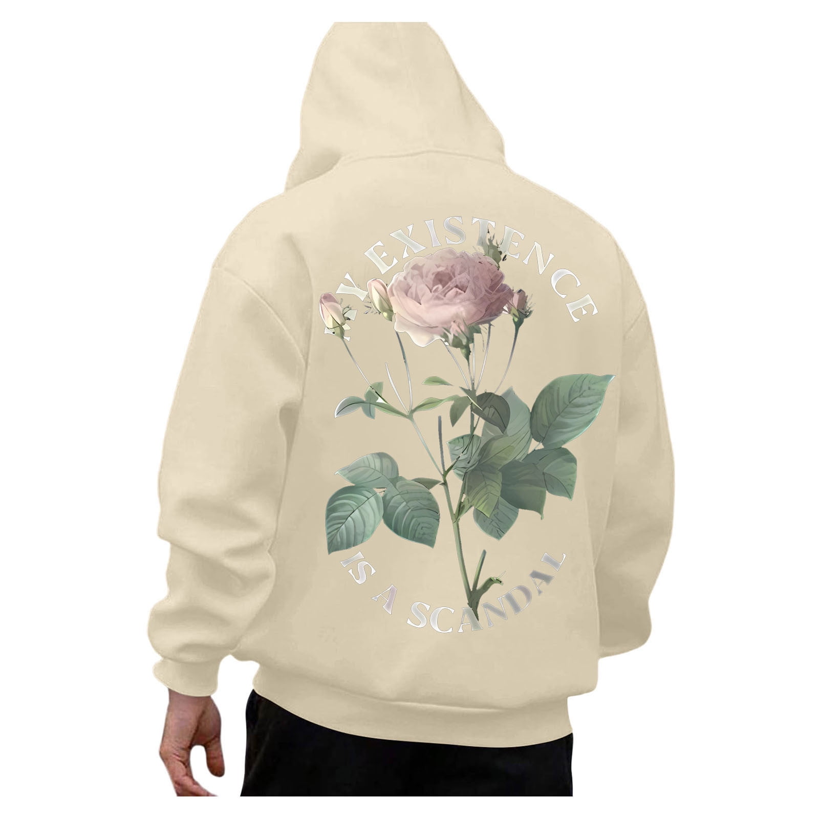 CONFREE Men's Hoodies Rose Prints Hoodies For Men Graphic Long Sleeve ...