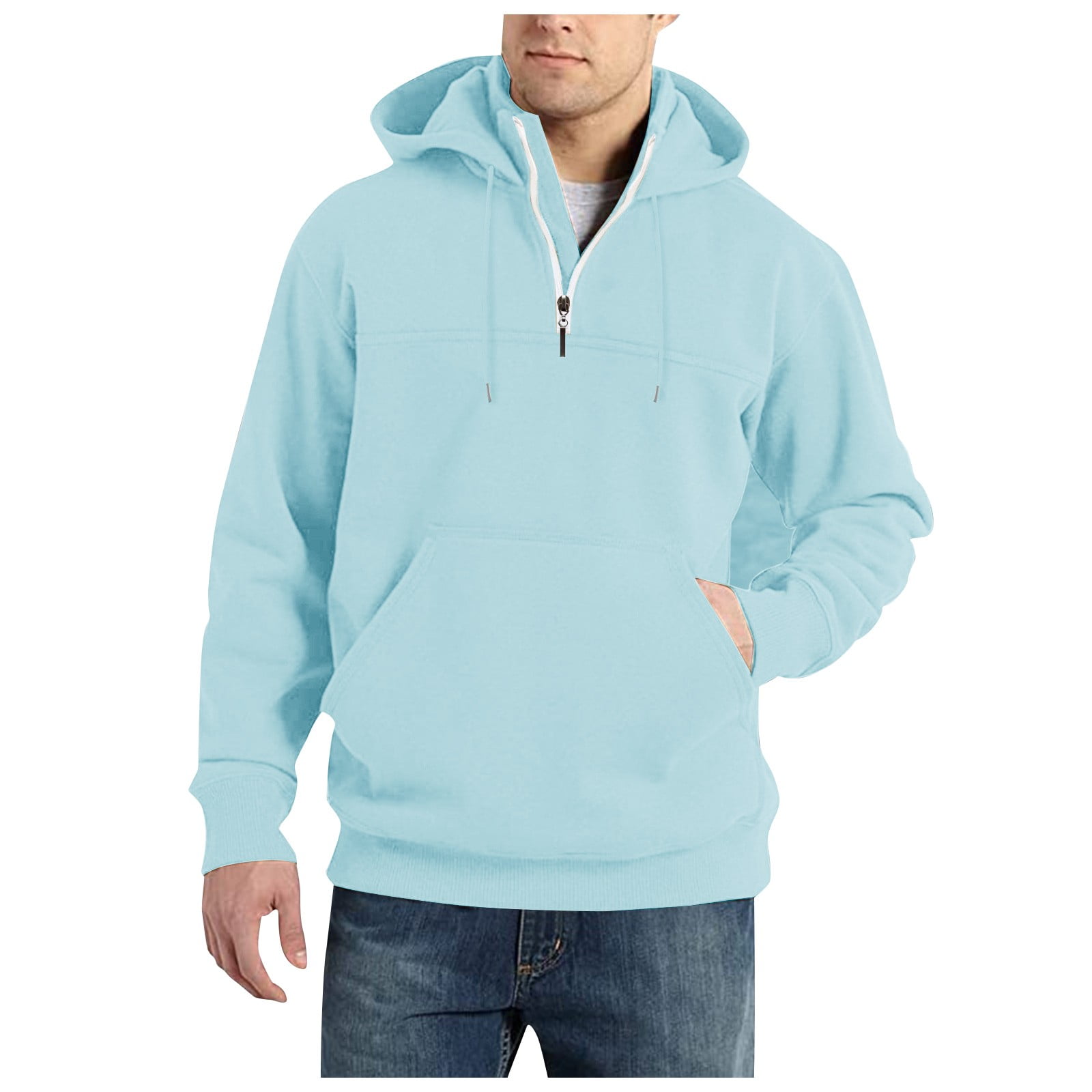CONFREE Men's Hoodies Solid Color Hoodies For Men Half Zip Long Sleeve ...