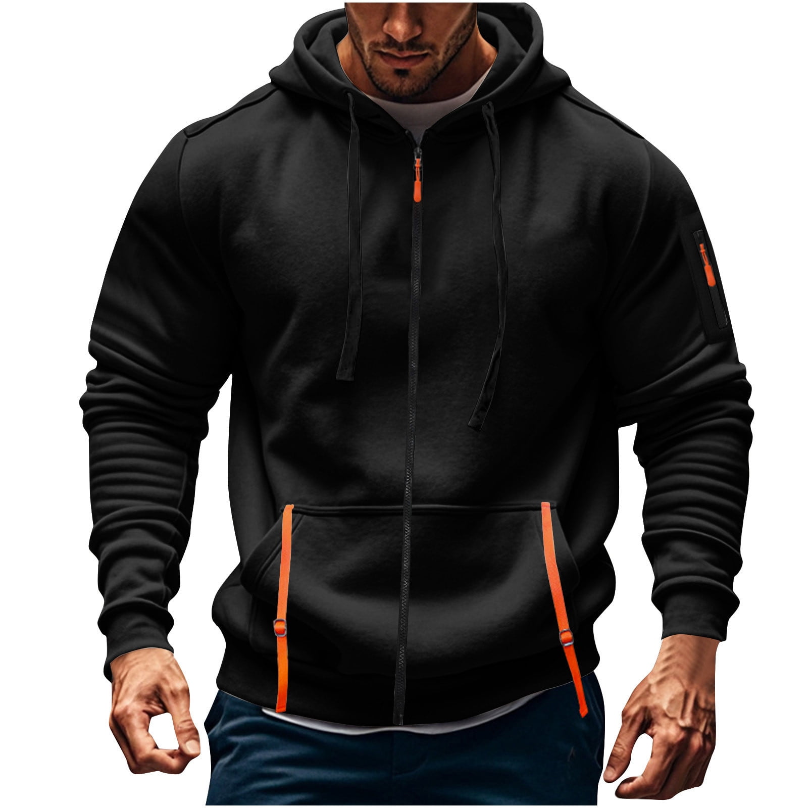 CONFREE Men's Hoodies Solid Color Hoodies For Men Zipper Up Long Sleeve ...