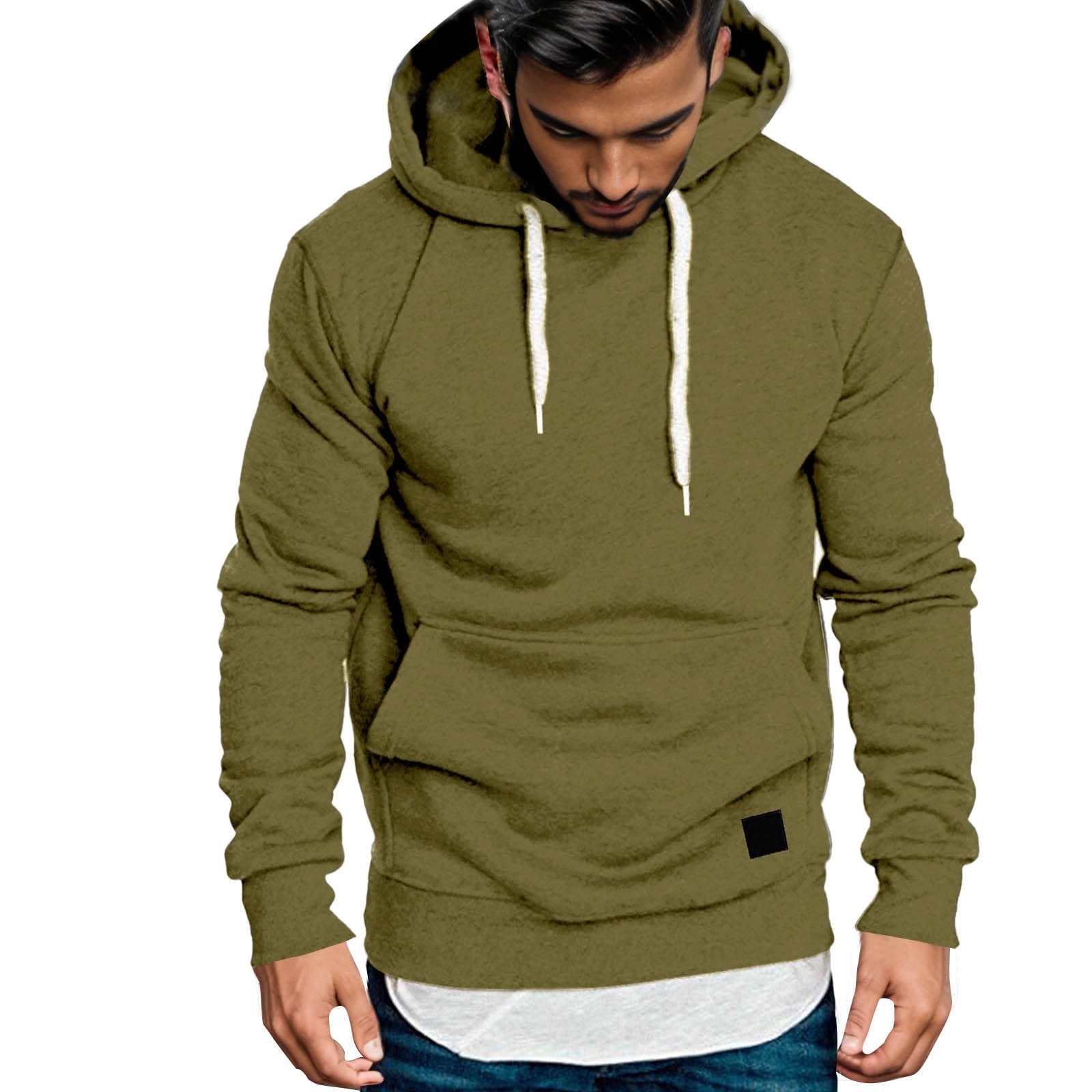 CONFREE Mens Hoodie Solid Color Hoodies For Men Long Sleeve Casual ...