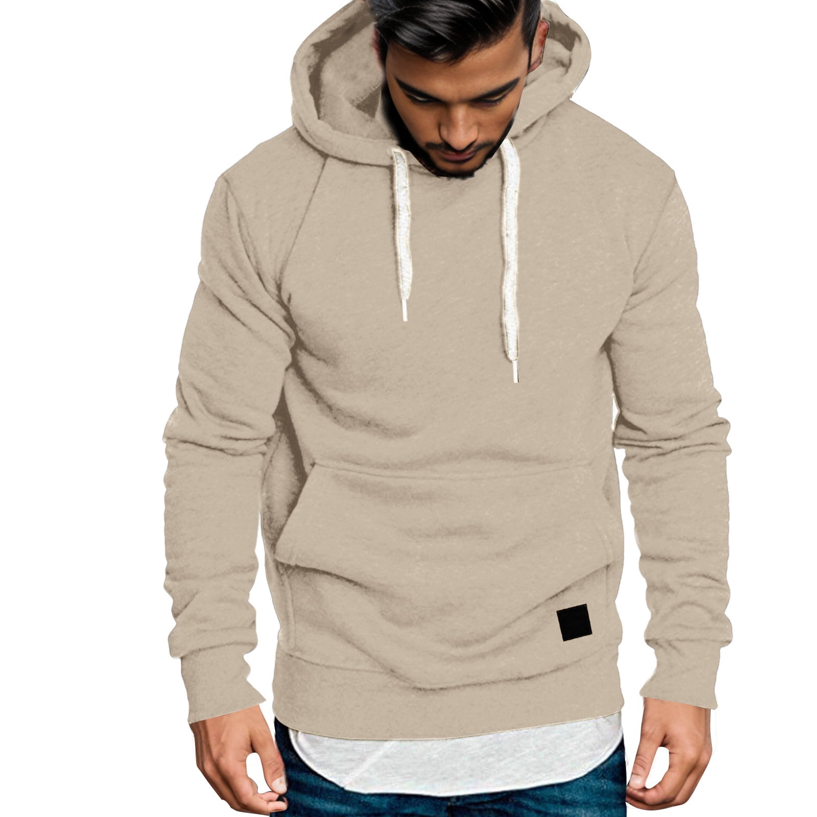 CONFREE Mens Hoodie Solid Color Hoodies For Men Long Sleeve Casual ...