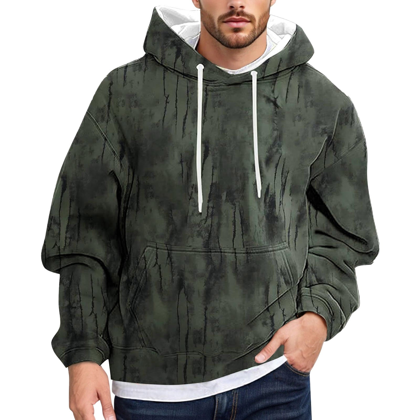 CONFREE Mens Hoodie Tie Dye Prints Hoodies For Men Long Sleeve Casual ...