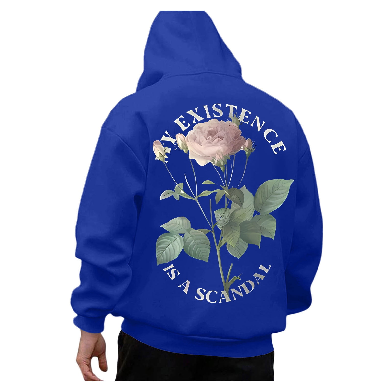 CONFREE Mens Hoodies Rose Prints Hoodies For Men Graphic Long Sleeve ...