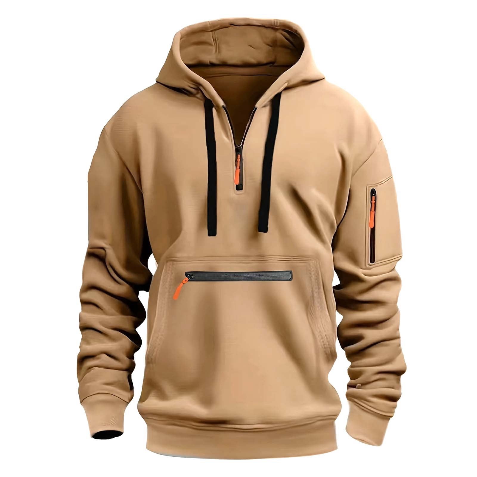 CONFREE Mens Hoodies Solid Color Hoodies For Men Zipper Up Long Sleeve ...