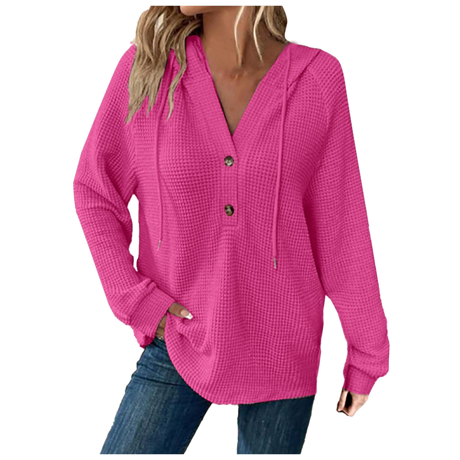 CONFREE Sweatshirts For Women Long Sleeve Ladys Sweatshirt Buttons ...