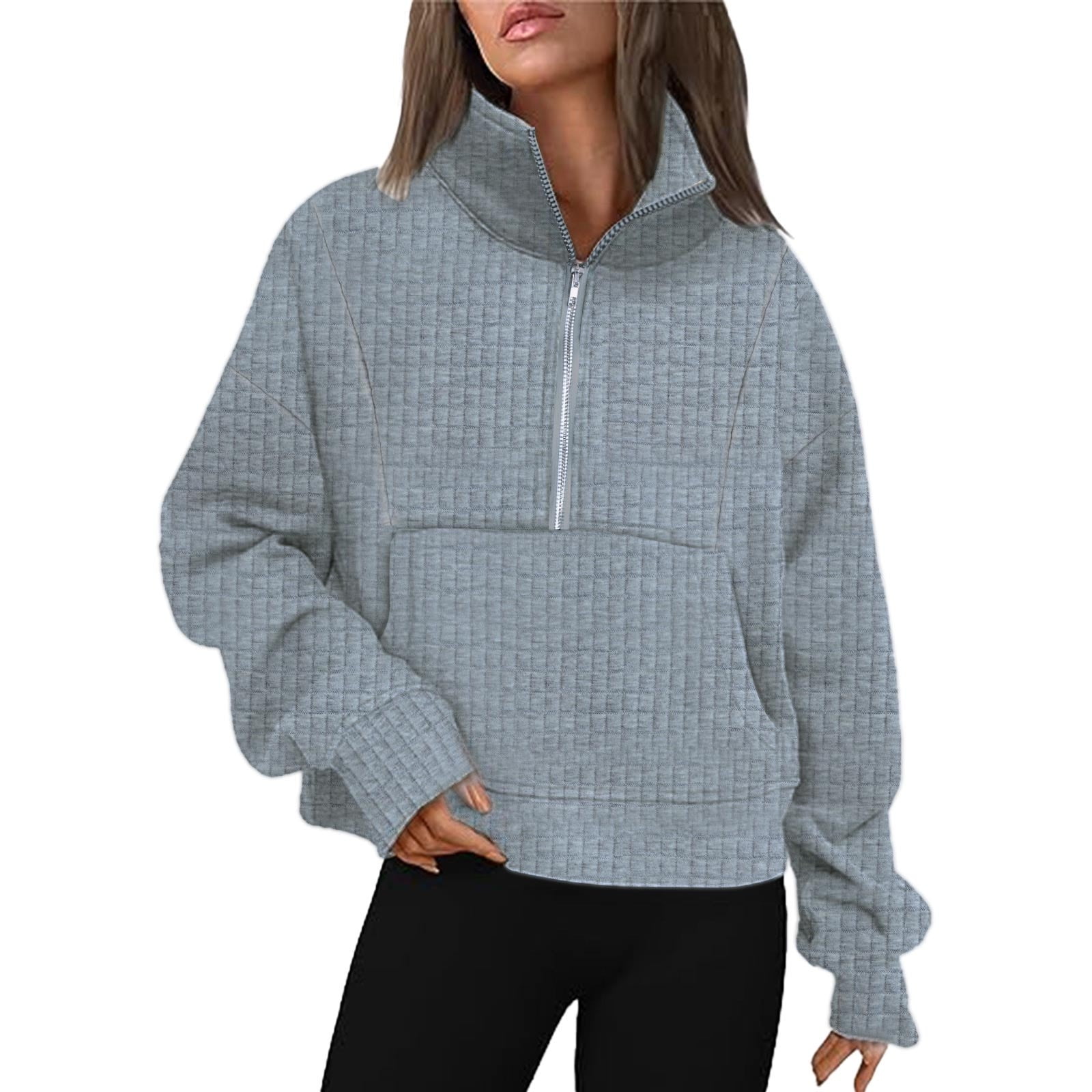 CONFREE Sweatshirts For Women Long Sleeve Ladys Sweatshirt Half Zip ...