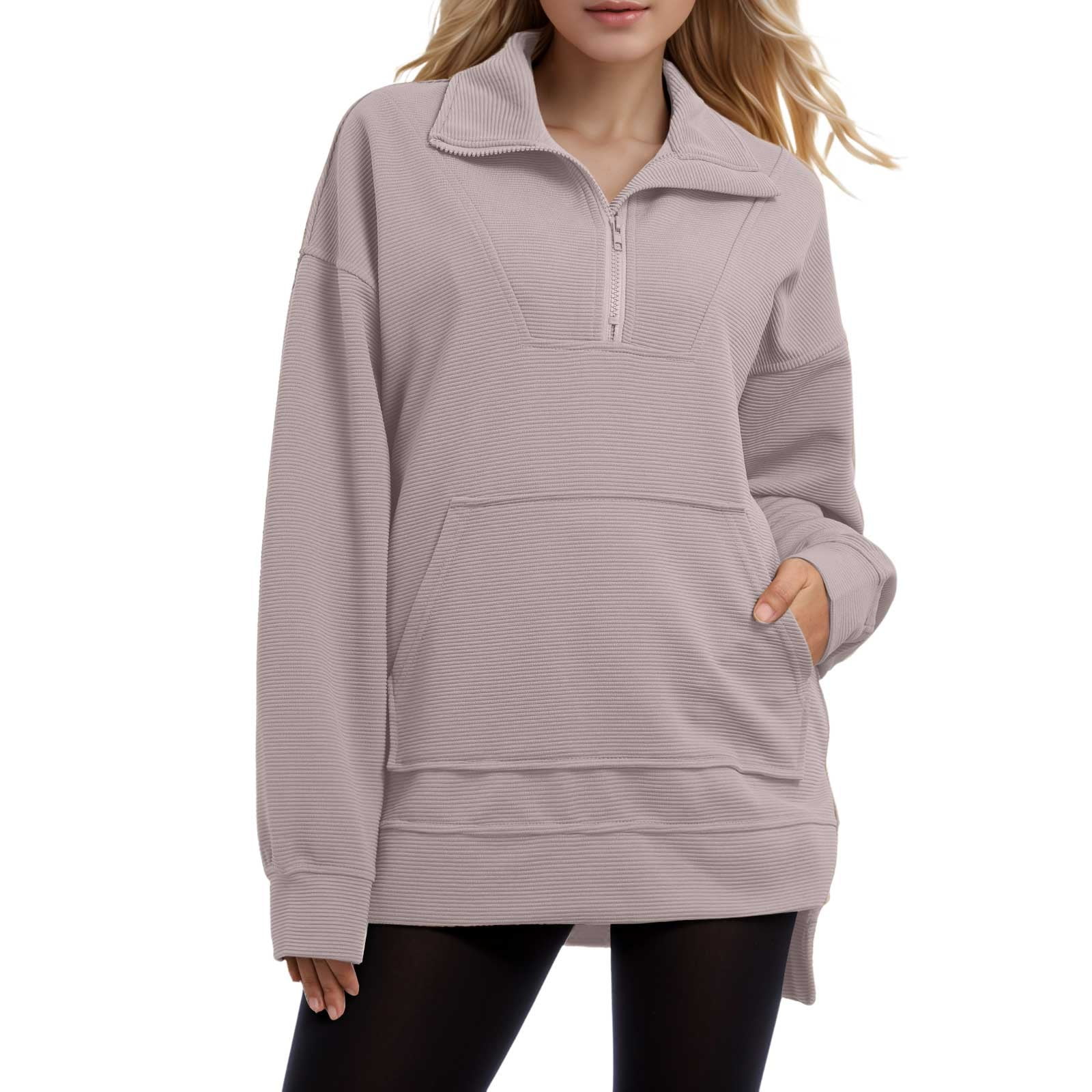 CONFREE Sweatshirts For Women Long Sleeve Ladys Sweatshirt Half Zip ...