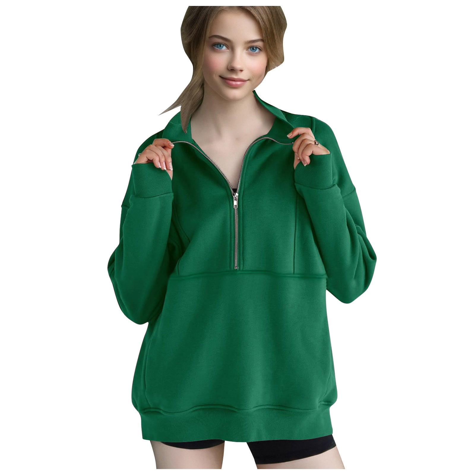 CONFREE Sweatshirts For Women Long Sleeve Ladys Sweatshirt Half Zip ...