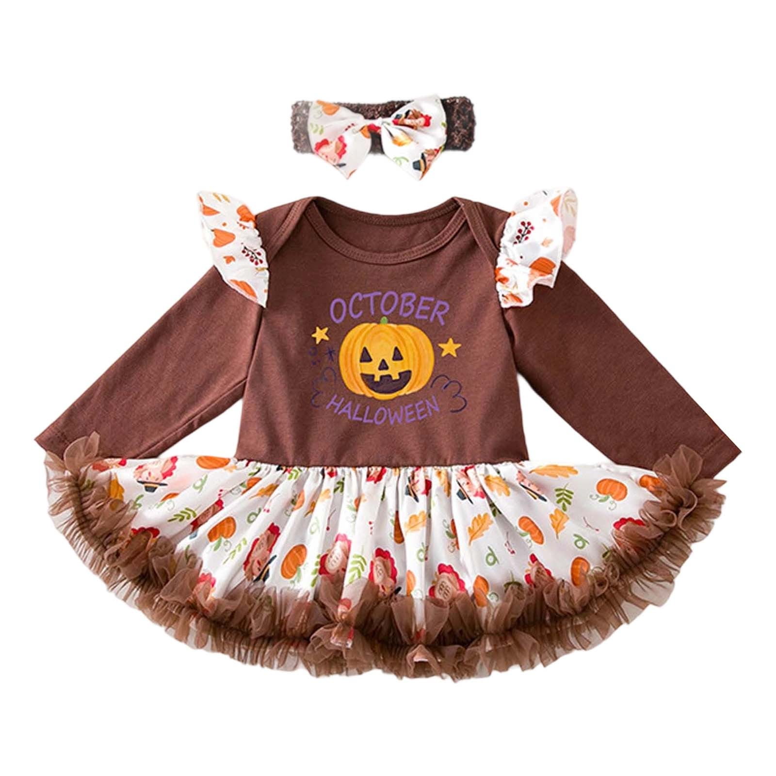 CONFREE Toddler Baby Girl Halloween Outfits Long Sleeve Cute Pumpkin ...