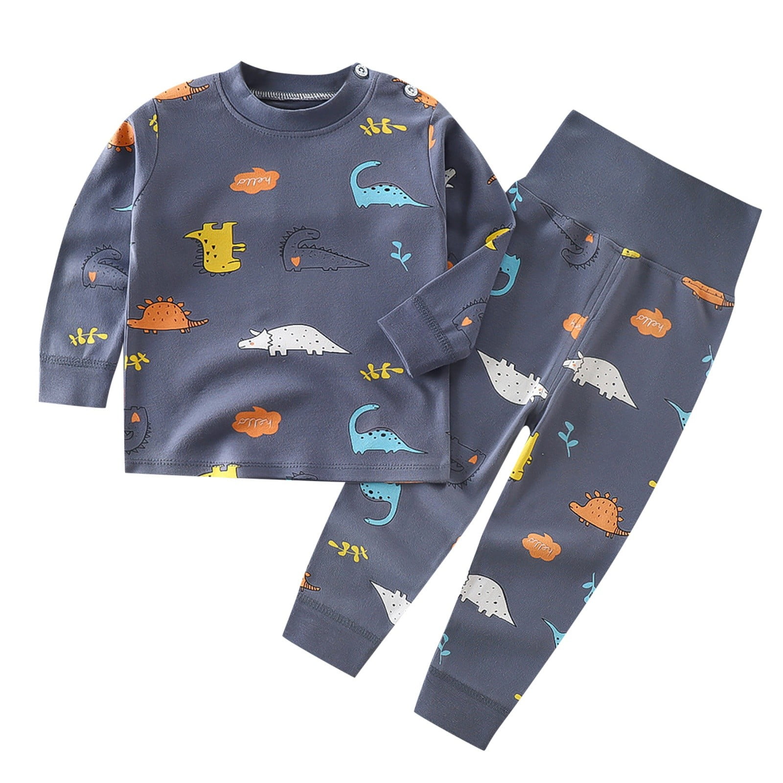 CONFREE Toddler Boy Clothes Pajamas Long Sleeve Cartoon Graphic Warm ...