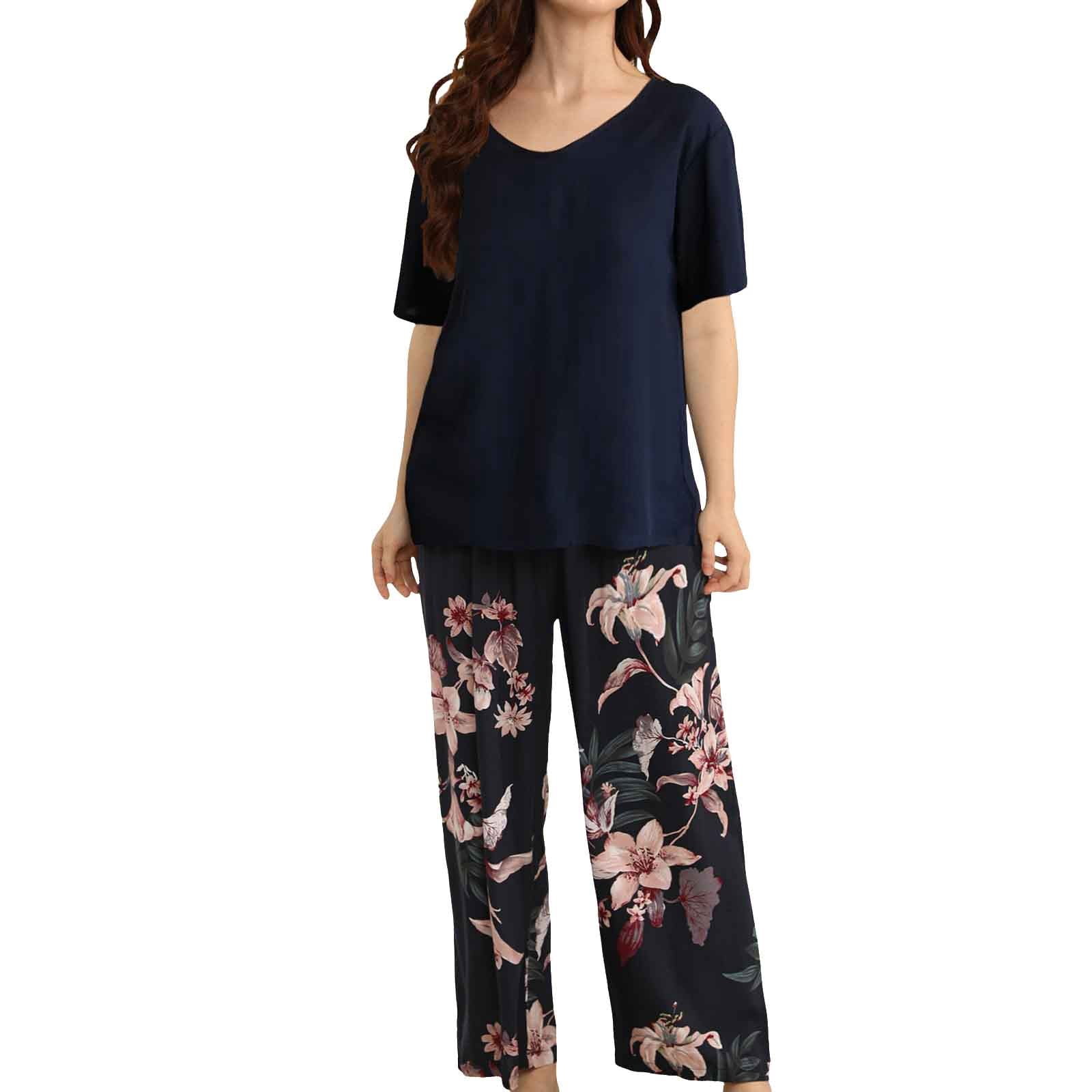 CONFREE Women Pajamas Sets Short Sleeve Cartoon Graphic Silk Oversized ...