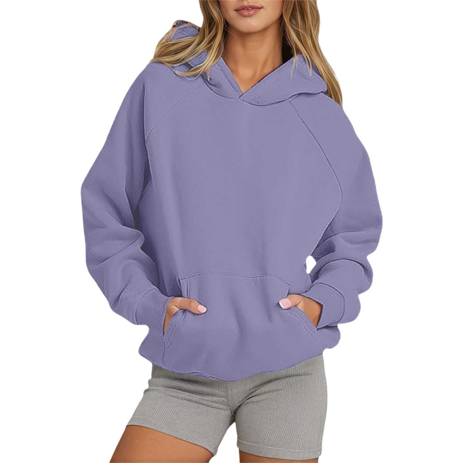 CONFREE Womens Hoodies Solid Color Hoodies For Women Trendy Long Sleeve ...