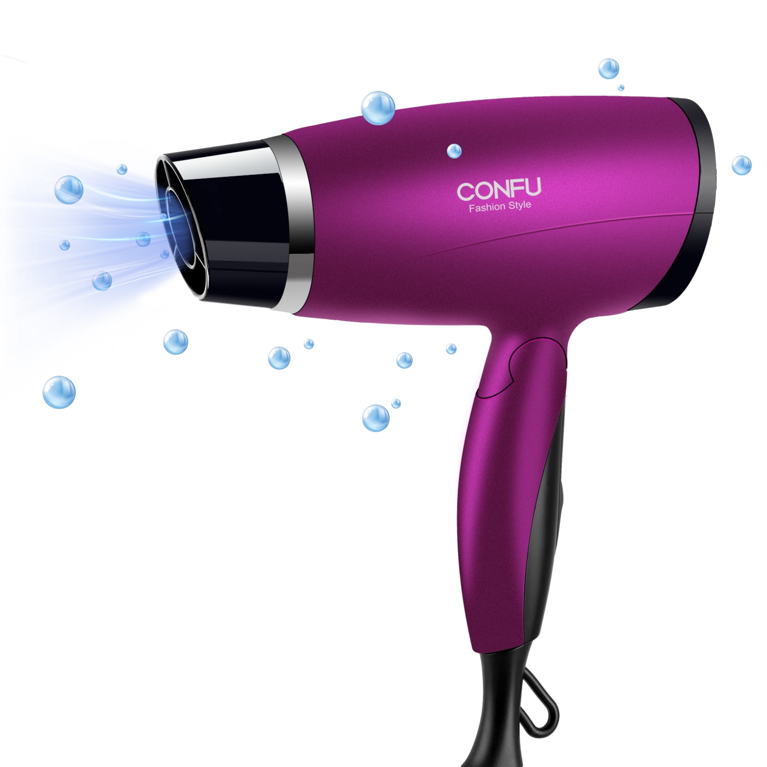 CONFU 1600W Ionic Travel Hair Dryer, Low Noise, Hot & Cold Air, Less ...